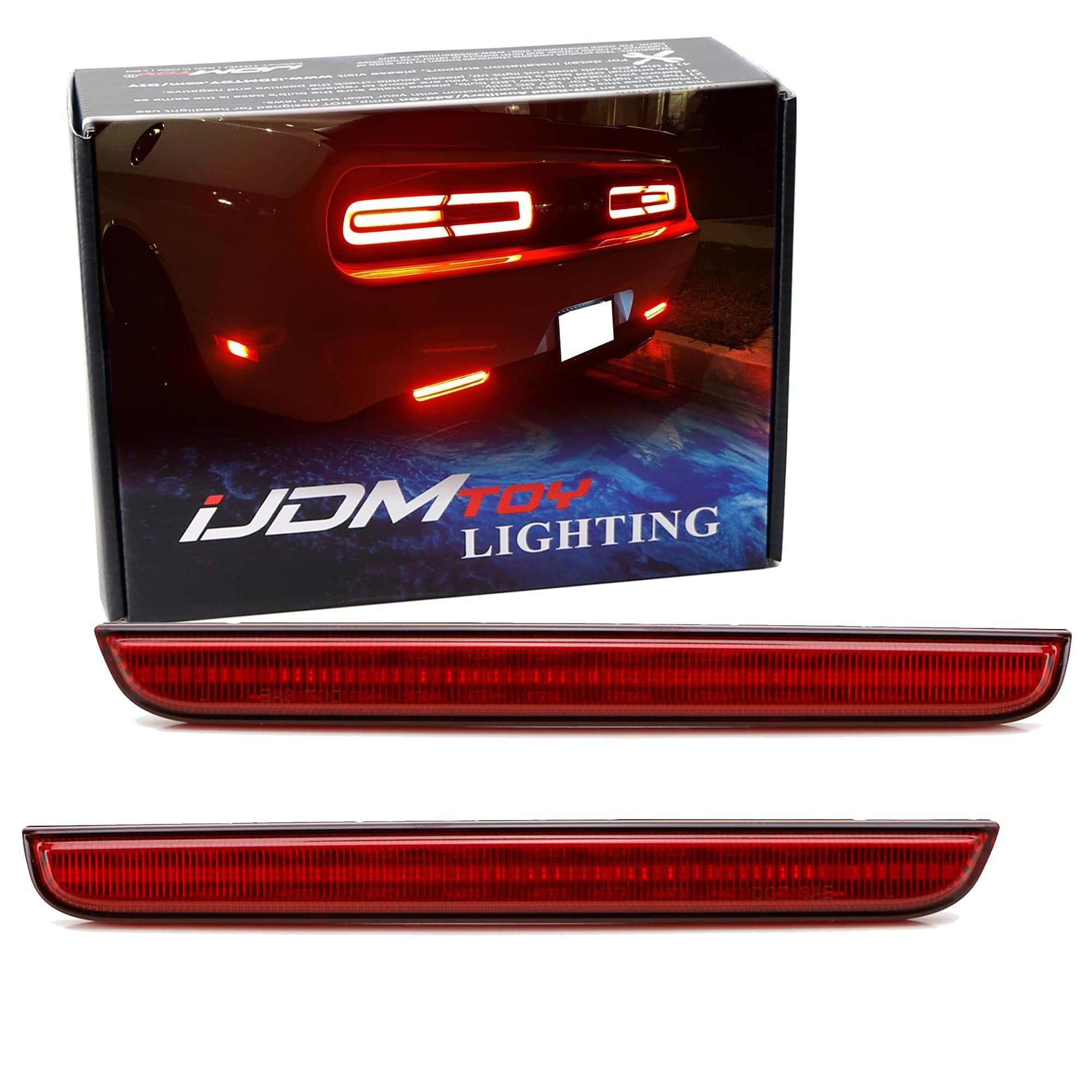 Red Lens 40-SMD Full LED Rear Bumper Reflector Light Kit For 2015-up ...