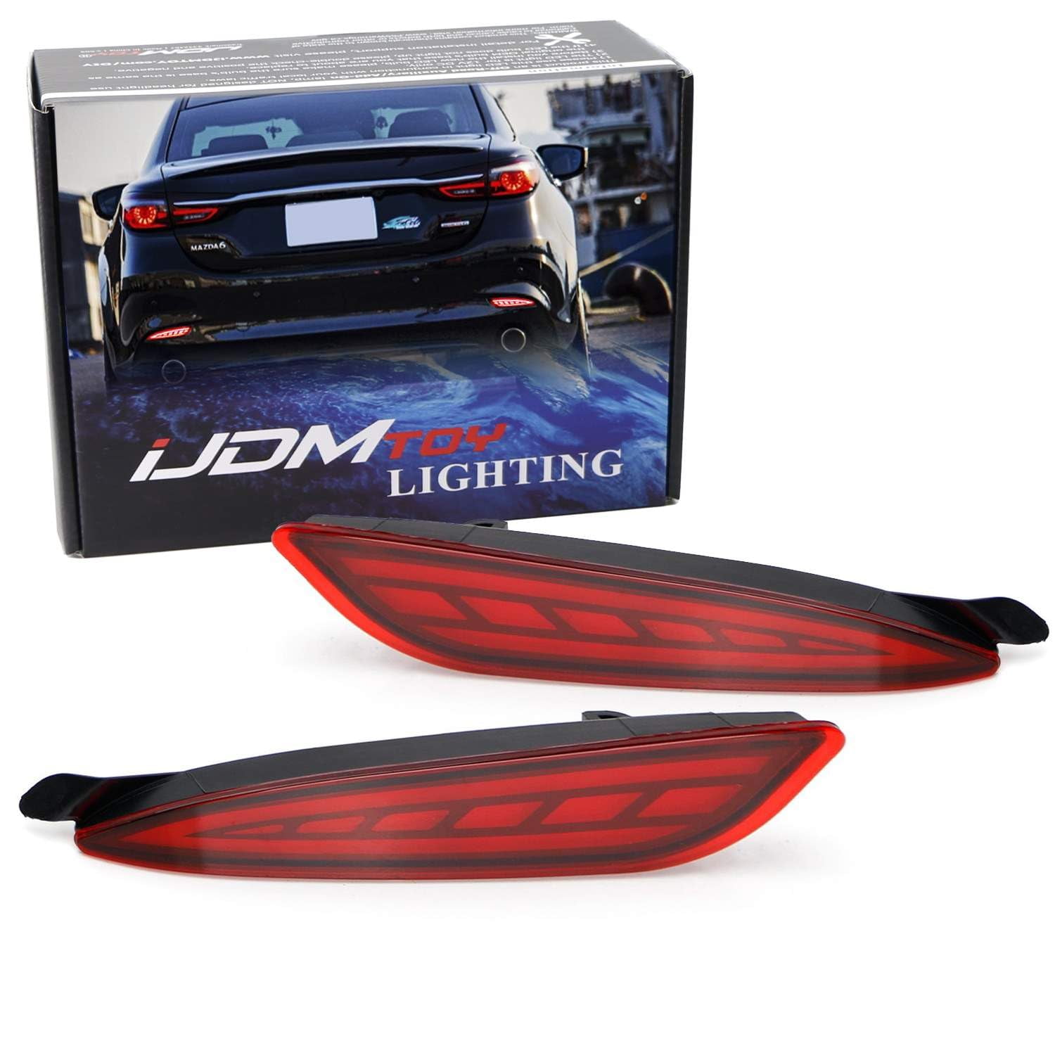 Red Lens Full LED Bumper Reflector Lights For 2018-up Mazda 6 Atenza ...