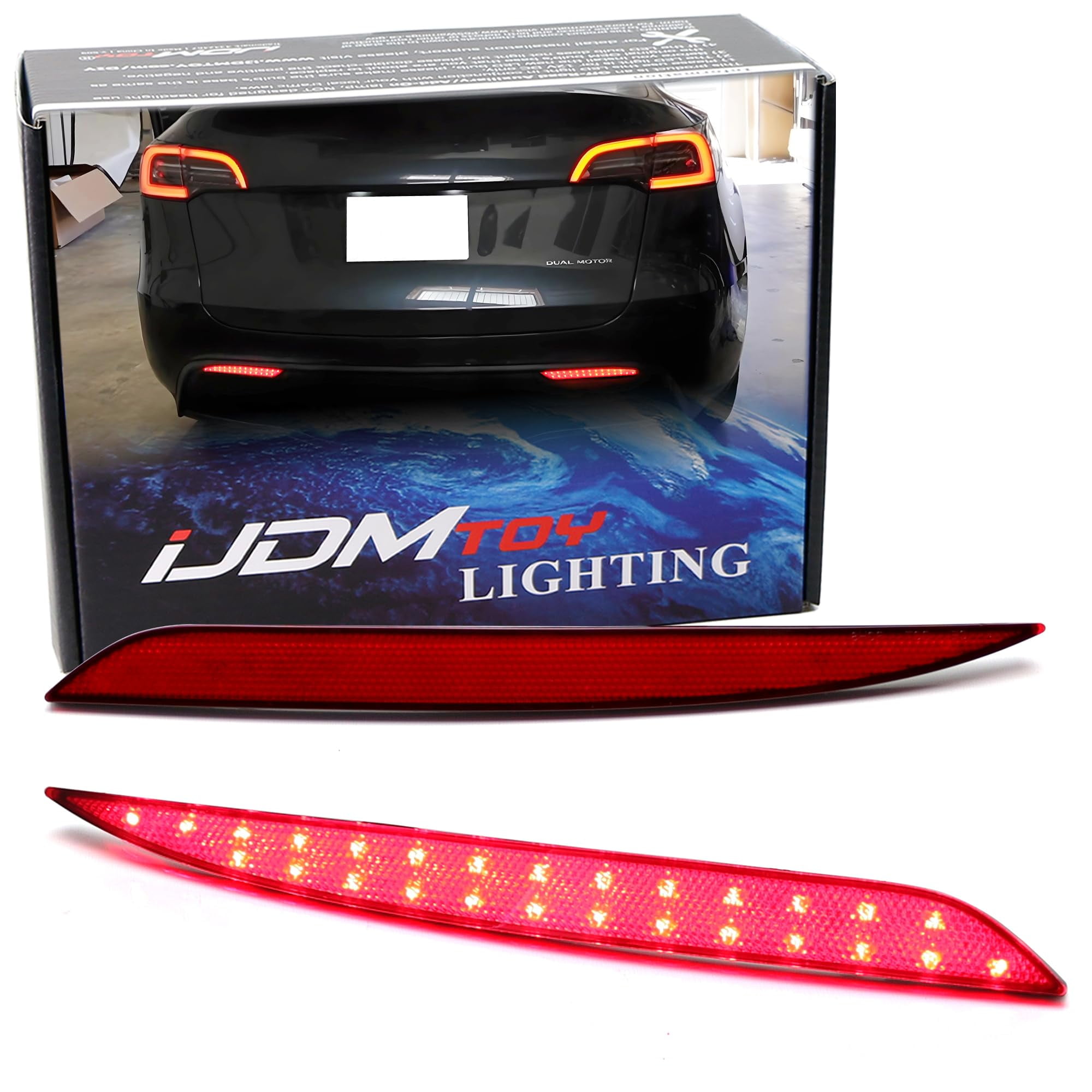 Red Lens Full LED Lower Bumper Reflector Lights For Tesla 2020-up Model ...