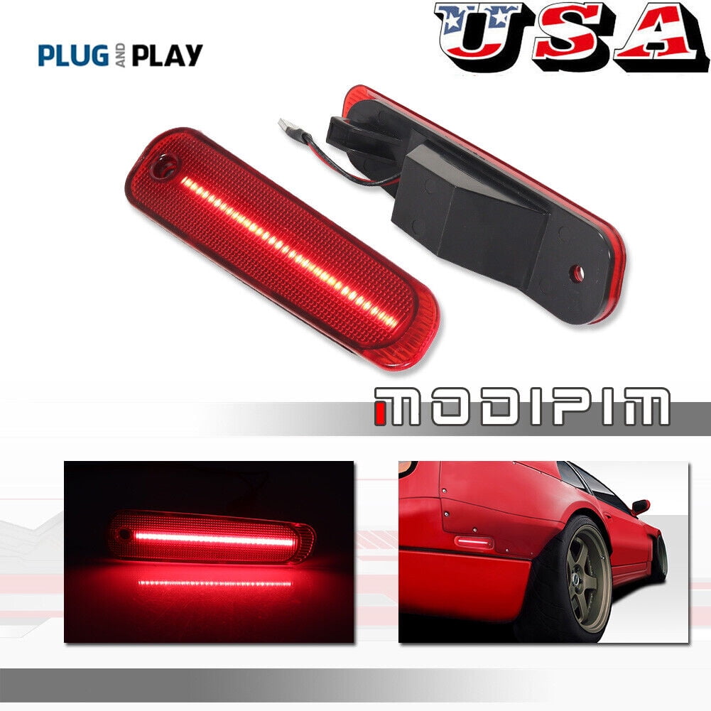 Red Lens LED Rear Bumper Side Marker Lights for 1990 - 1996 for Nissan ...
