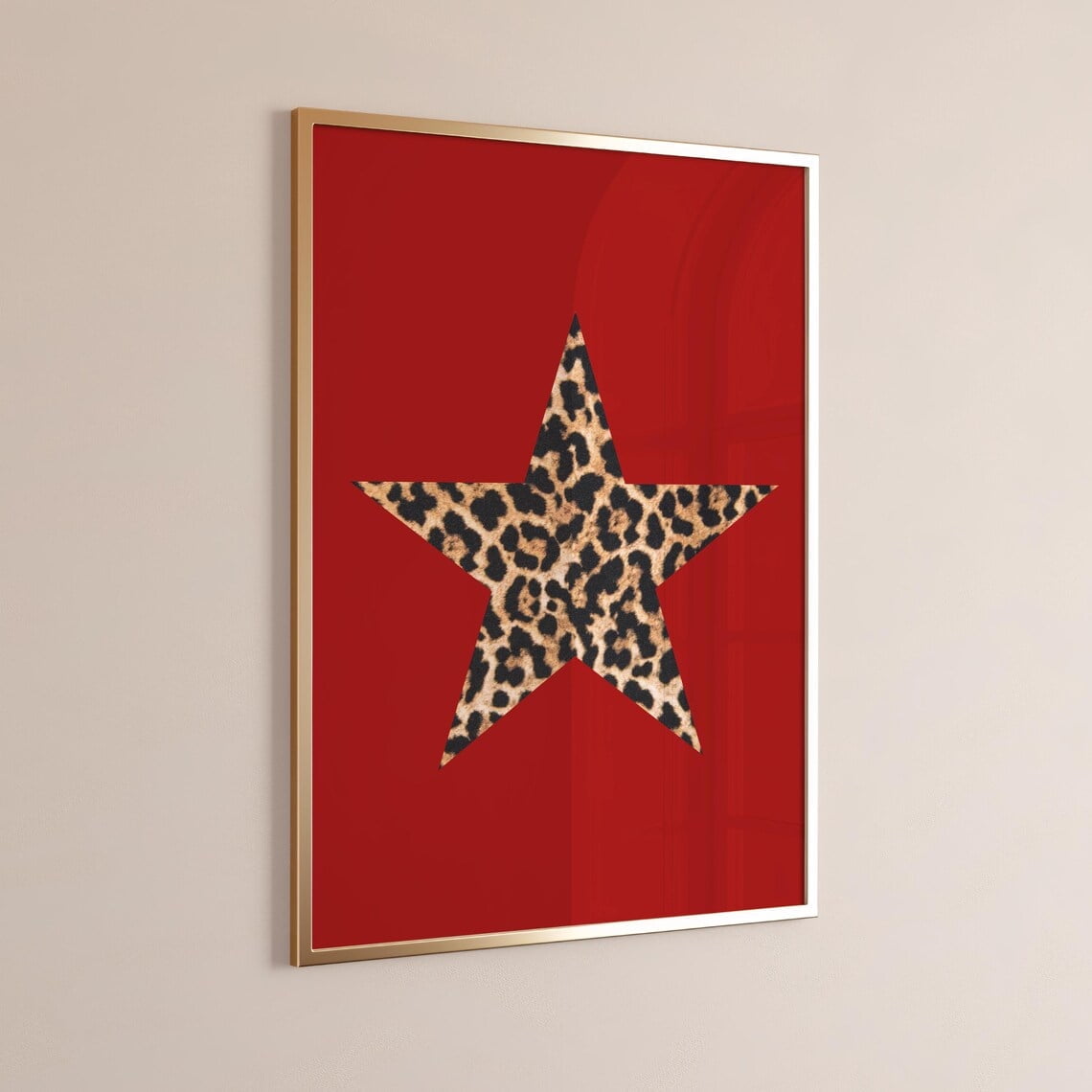 Red Leo.Pard Star Wall Art, Bold Animal Print, Glam Retro Poster For ...