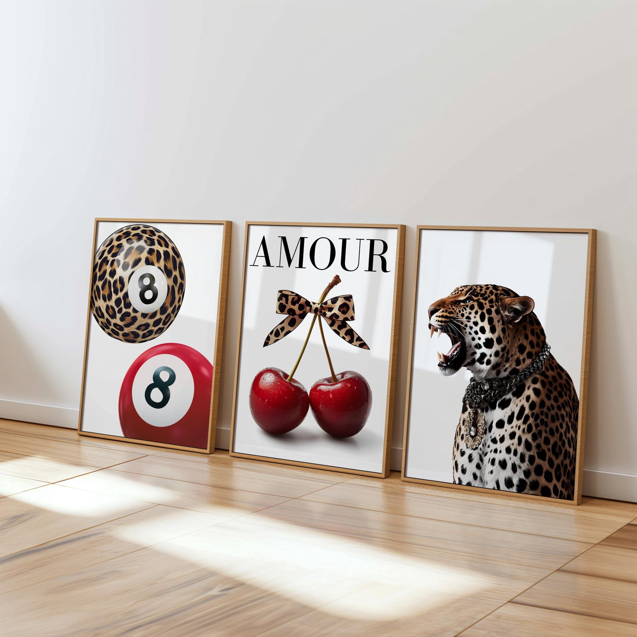 Red Leo.Pard Wall Art Lucky 8 Ball Print Maximalist Fashion Poster Girl ...