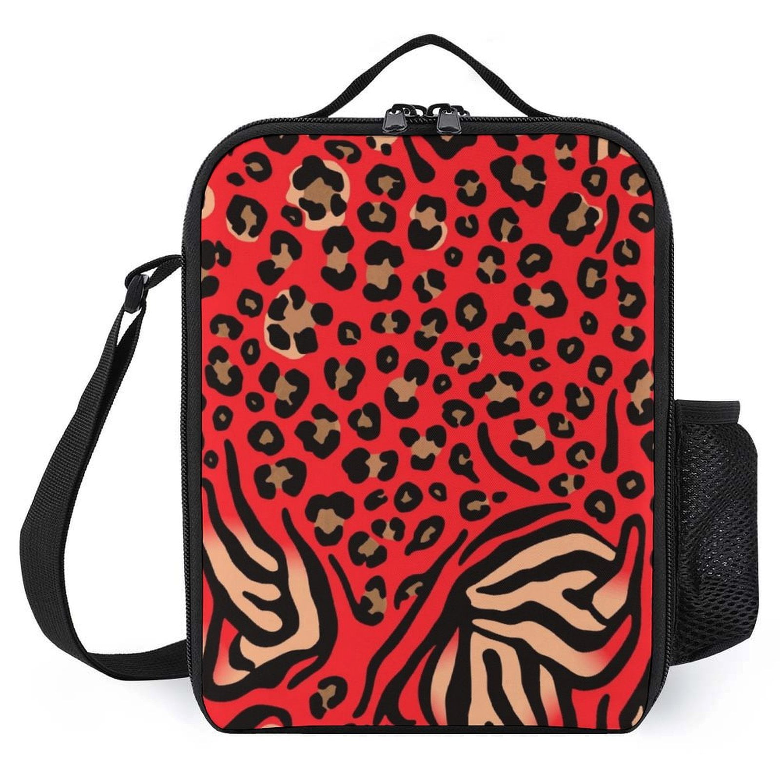 Red Leopard Pattern Design Lunch Box for Women Portable Lunch Bag ...