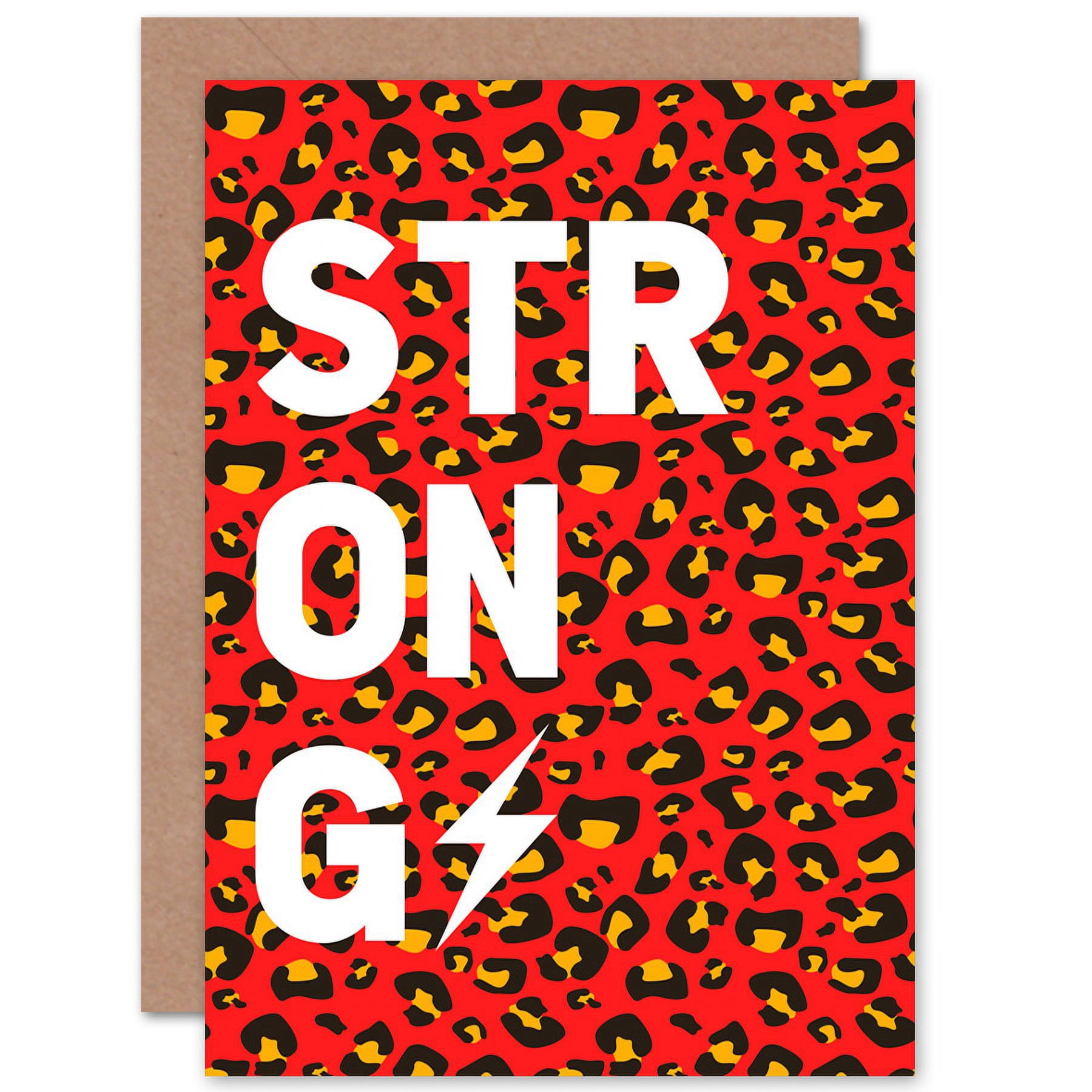 Red Leopard Words Strong Greetings Card Plus Envelope Blank inside ...