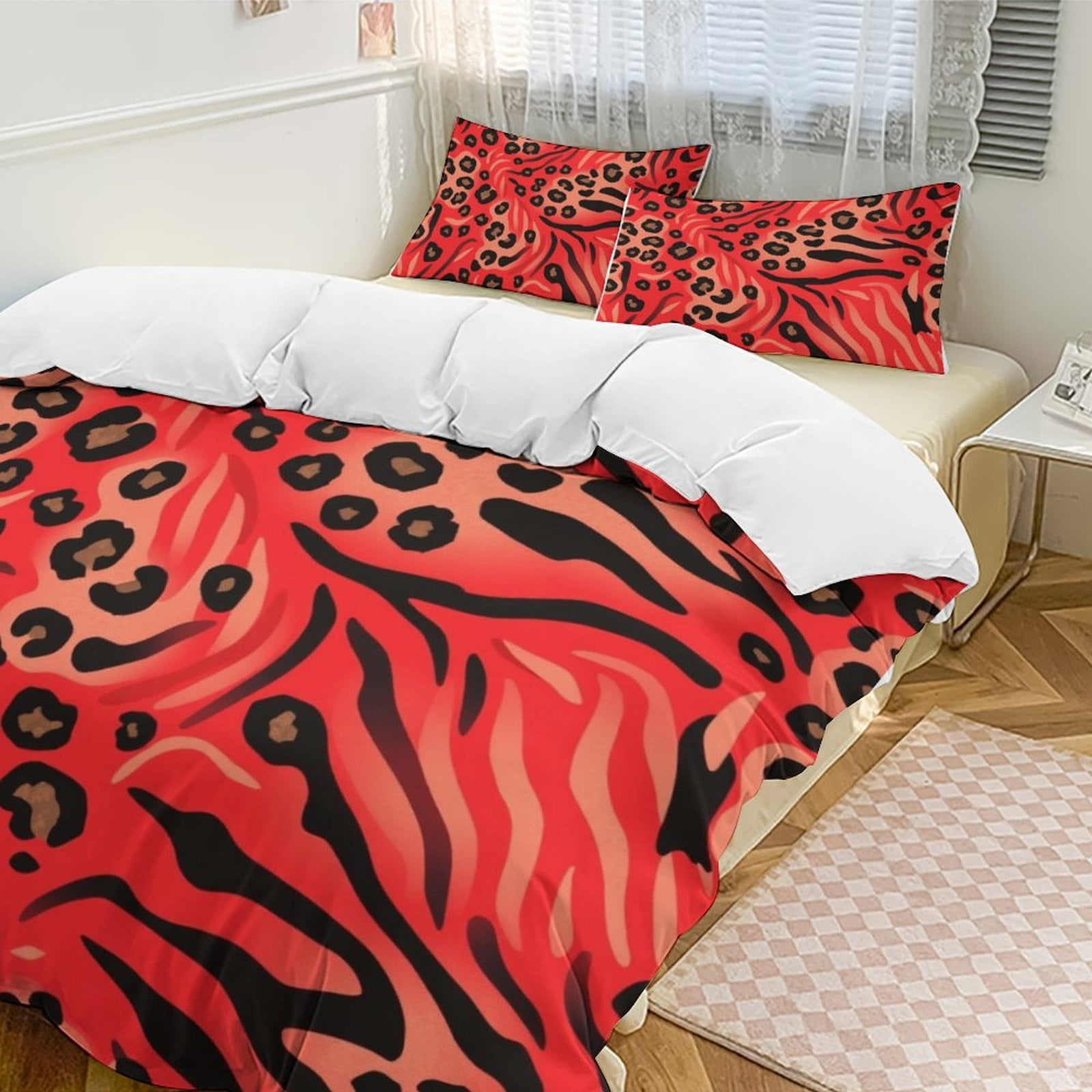 Red Leopard Zebra Print Bed Sheet Set Comforter Sets Themed Bedding ...