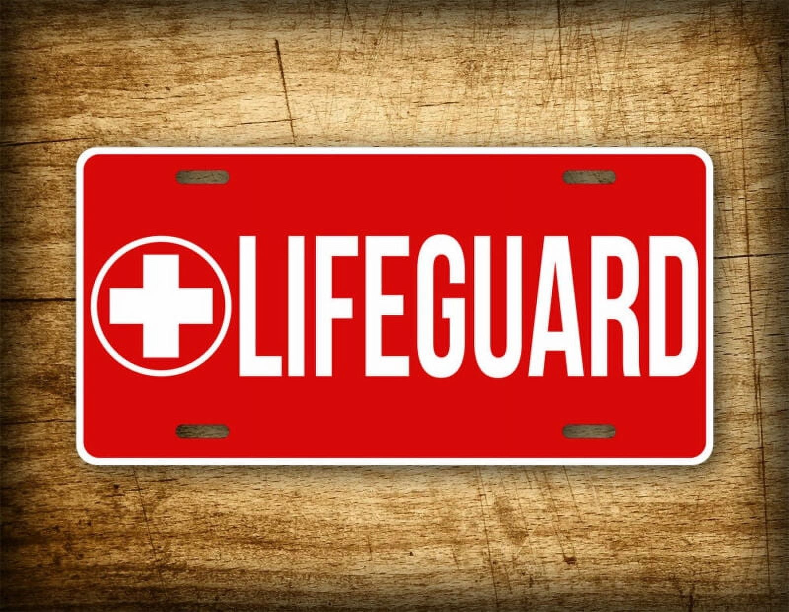 Red Lifeguard License Plate Beach Life Guard Auto Tag - Aluminum ( 12 ...