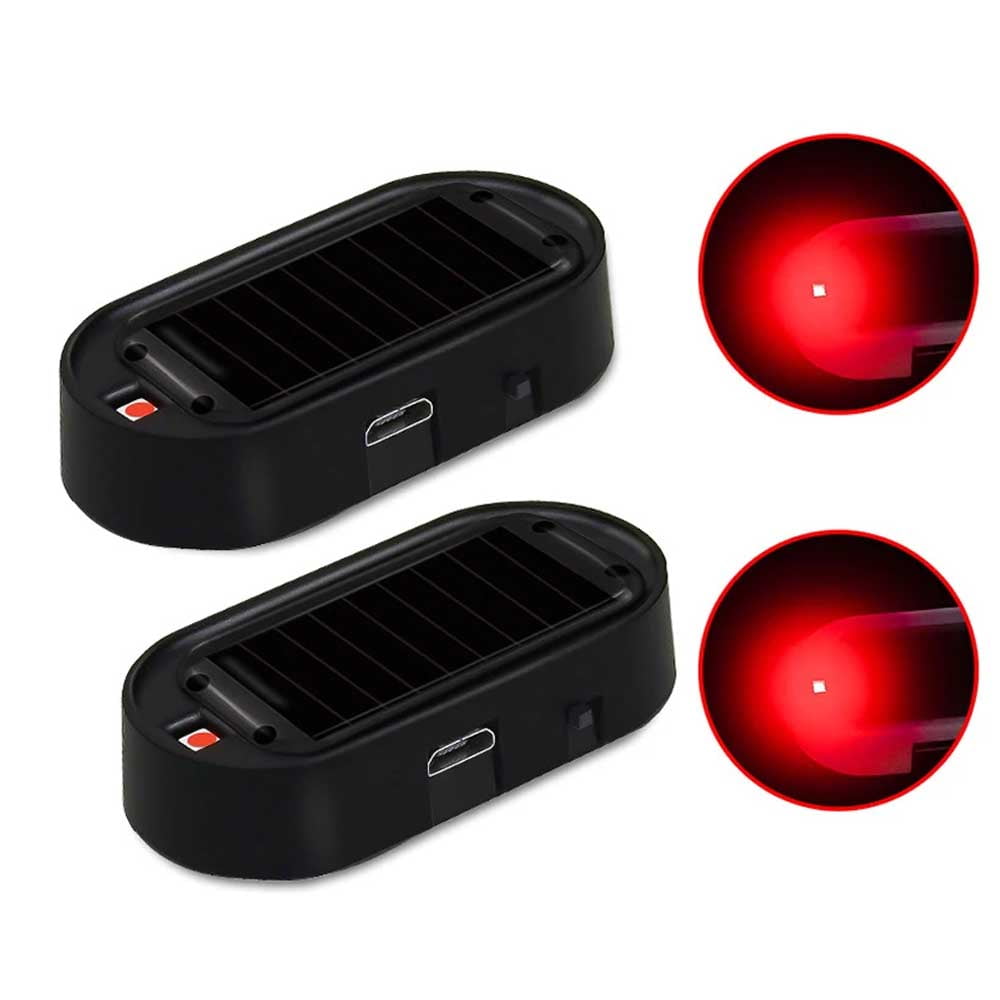 Red Light 2pcs - Car LED Solar Powered Fake Security Light Simulated ...