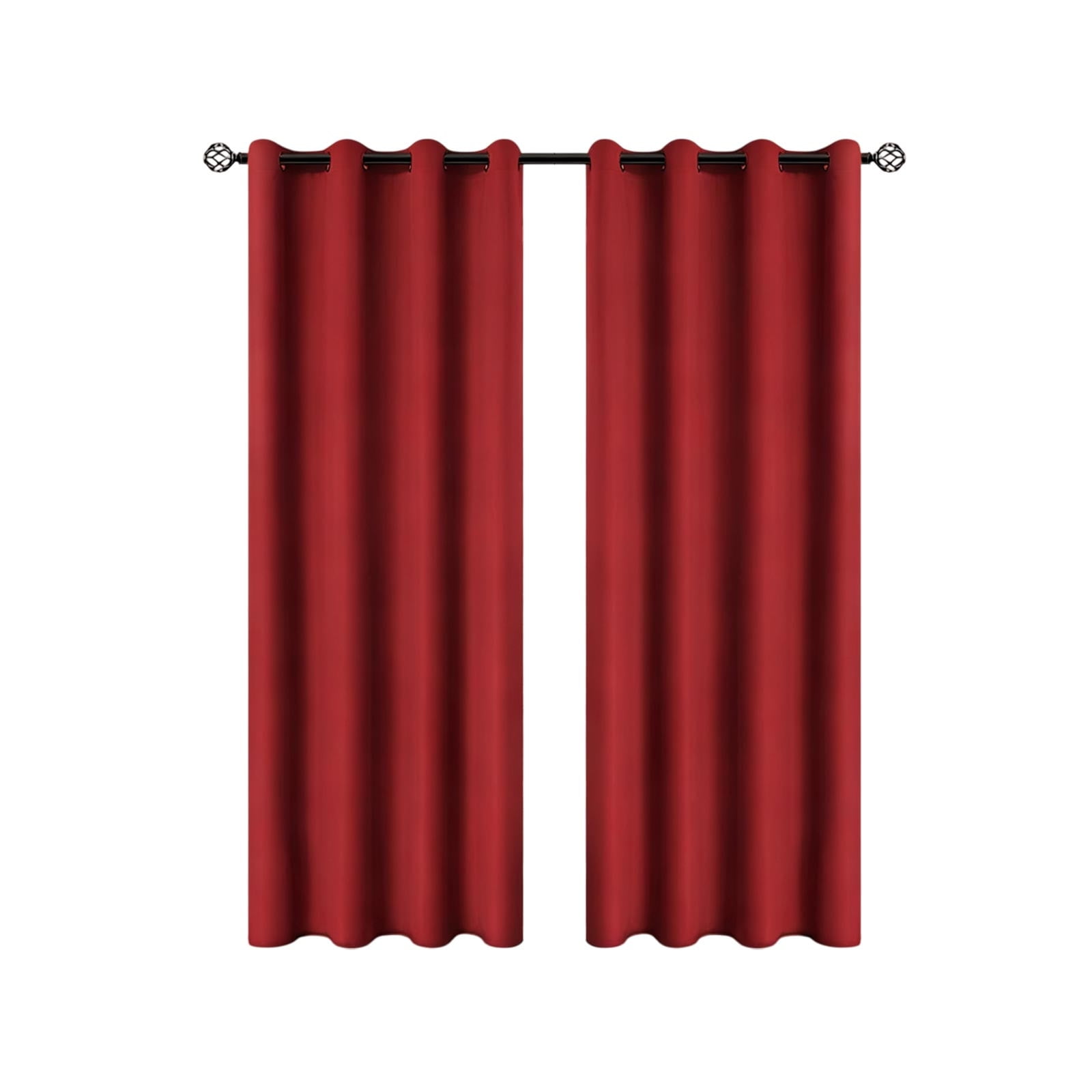 Red Light-Blocking Curtains Polyester Pongee Laminated Perforated Style ...