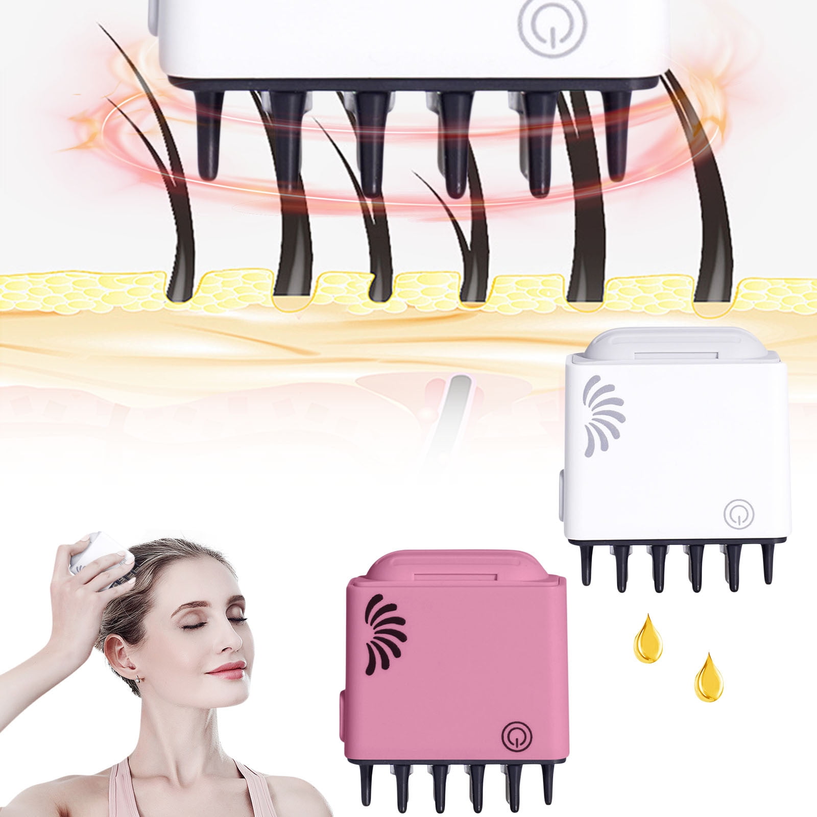 Red Light Electric Scalp Massager And Hair Oil Applicator Red Light Vibration Precises Liquid