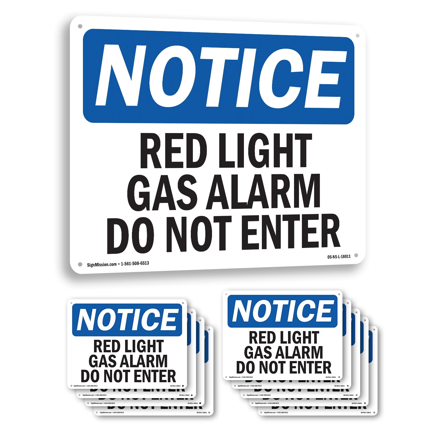 Red Light Gas Alarm Do Not Enter OSHA Notice Aluminum Sign 10 Inch x 7 ...