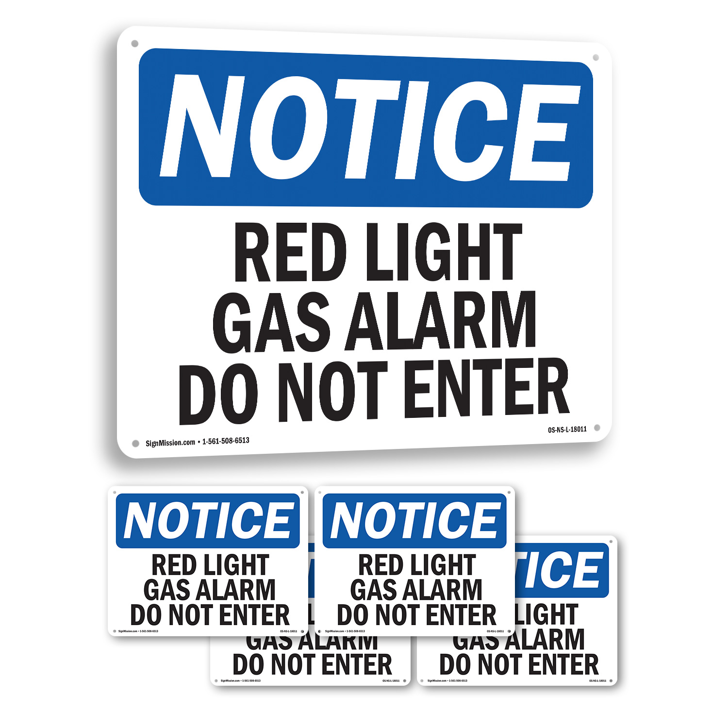 Red Light Gas Alarm Do Not Enter OSHA Notice Rigid Plastic Sign 18 Inch ...