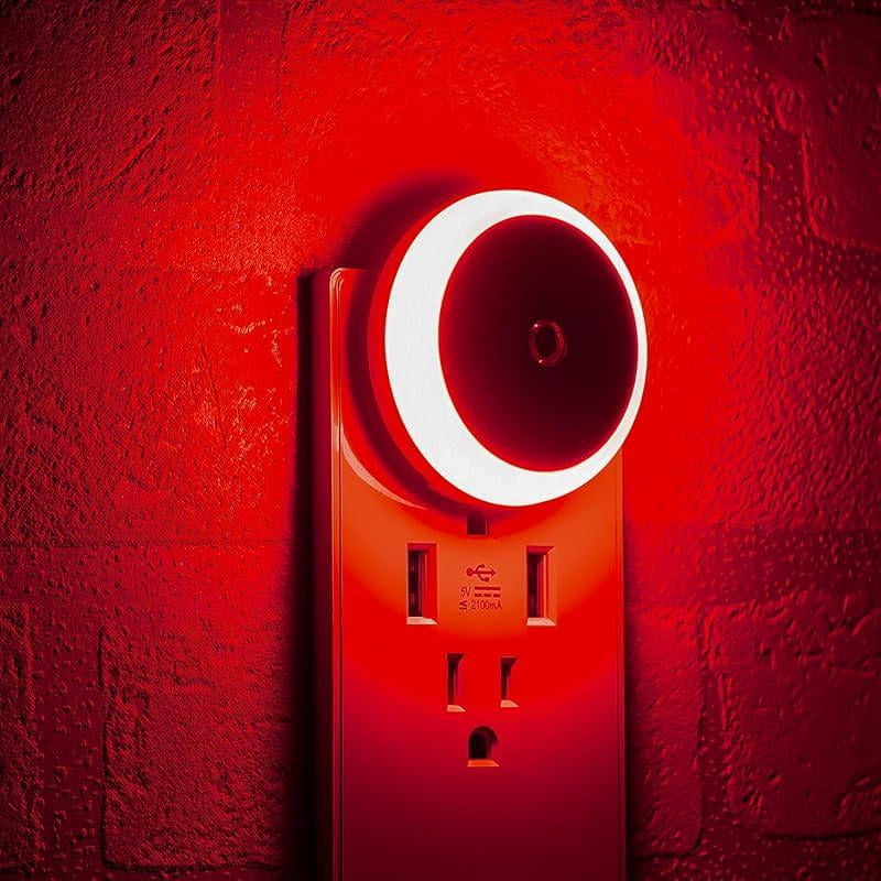 Red Light Night Light, 2 Pack Night Lights Plug into Wall, Dusk to Dawn ...