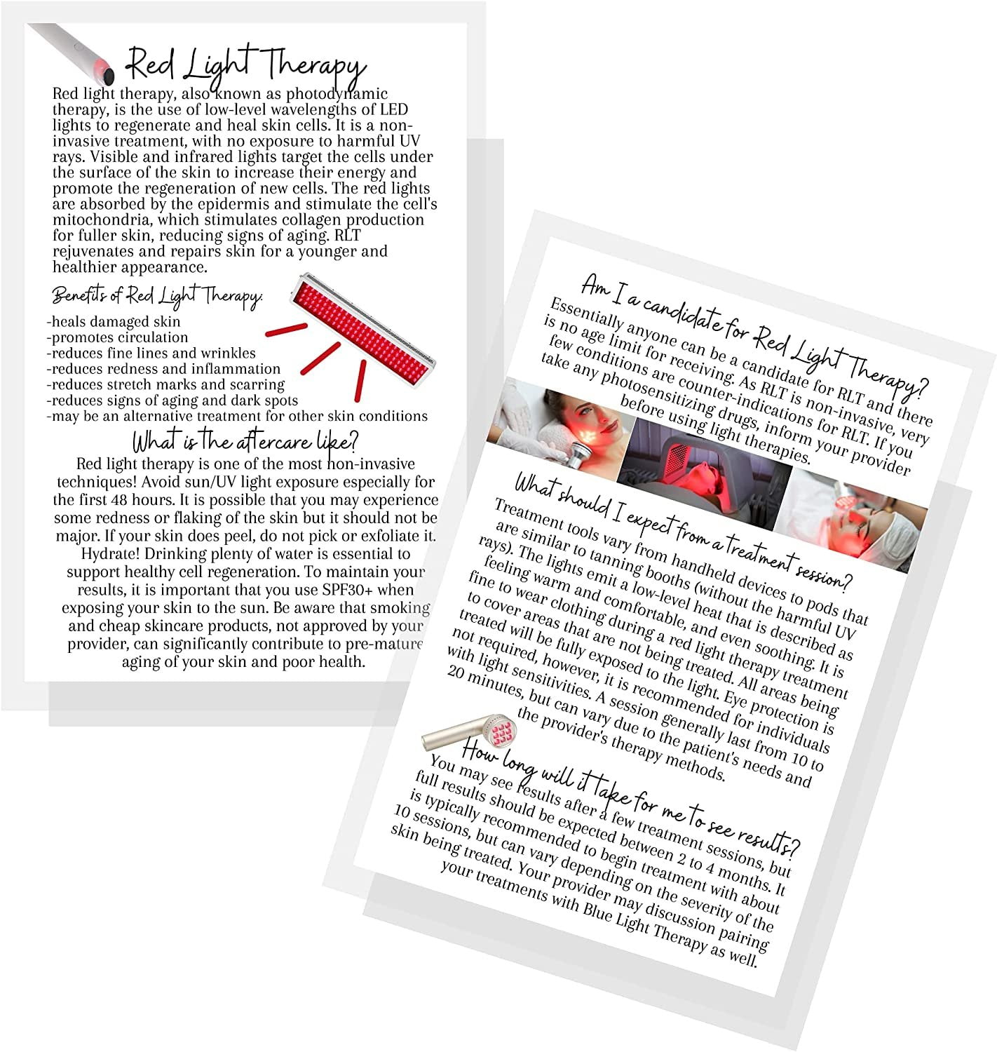 Red Light Therapy Information Cards 30 Pack Size 4x6 inches Postcard ...