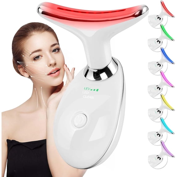 Red-Light-Therapy-for-Face and Neck Massager,7 Colors Womens Skin ...