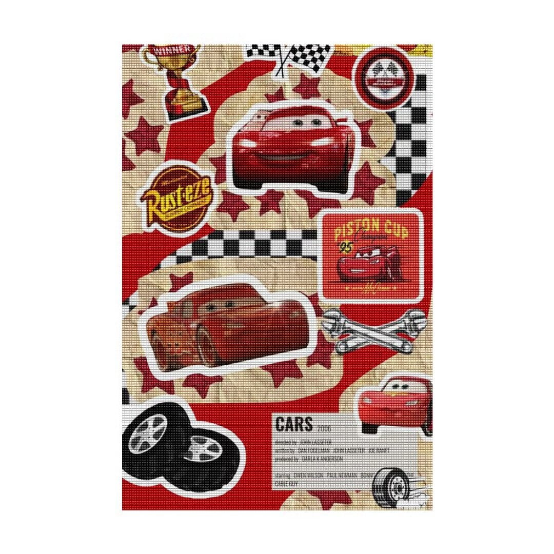 Red Lightning Car 5d Diamond Painting Kits Cartoon Cars Cartoon Full ...