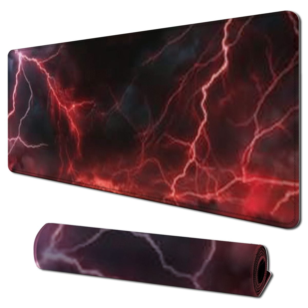 Red Lightning Large Mouse Pad Non-Slip Desk Mat for Desktop Thick Long ...