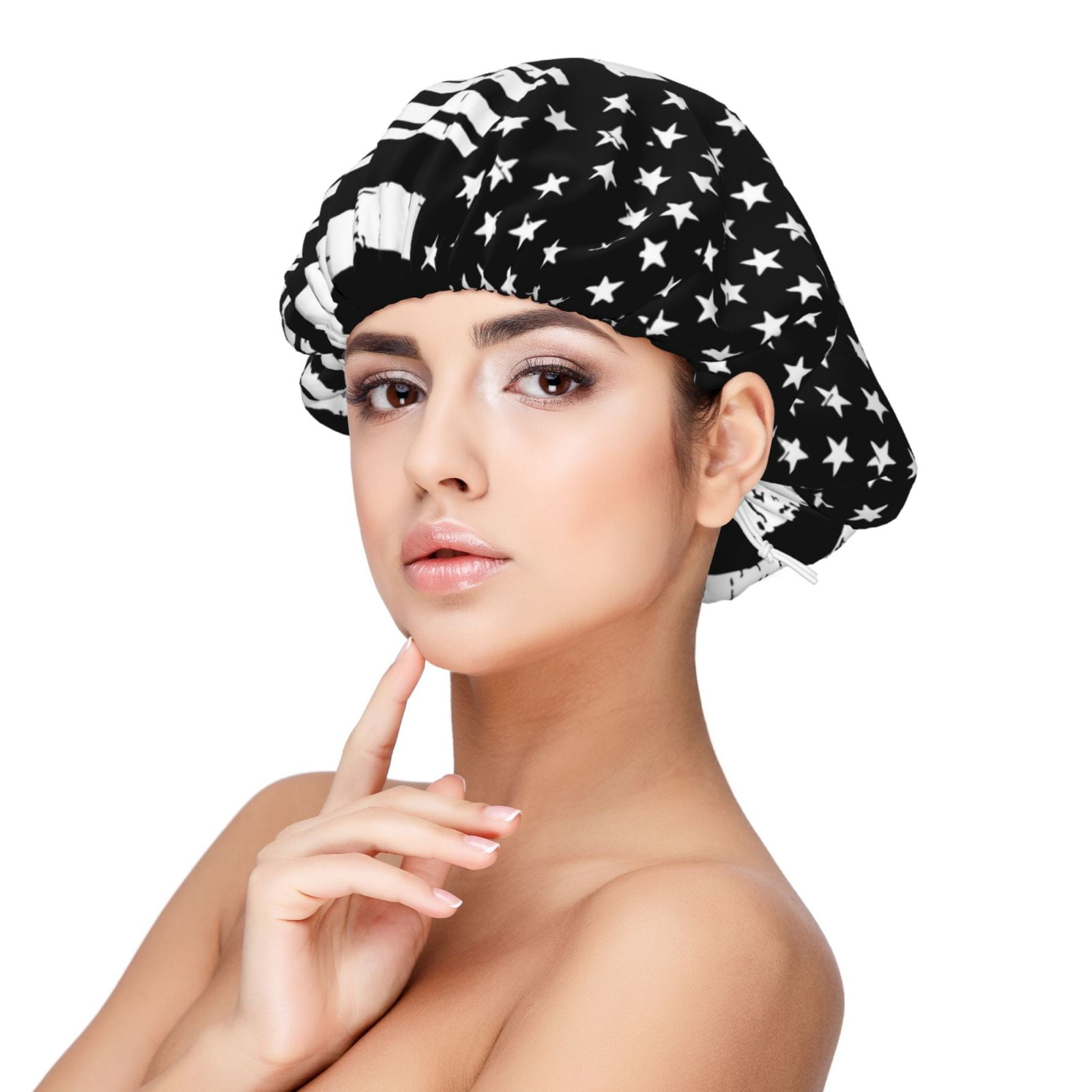 Red Line Flag Satin Bonnet Adjustable Hair Bonnet For Sleeping Hair ...