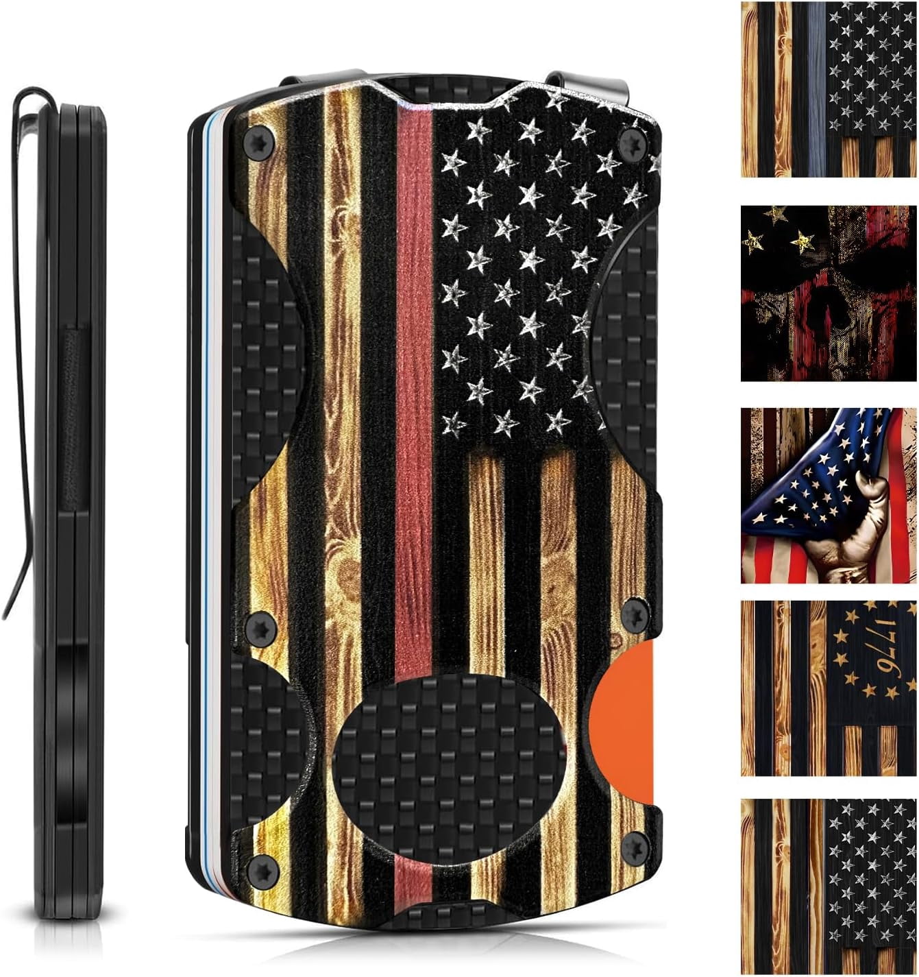 Red Line Flag Tactical Men's Wallet, Minimalist Wallet with Money Clip ...