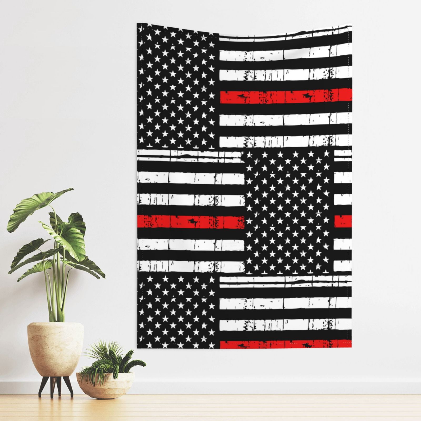 Red Line Flag Tapestry For Bedroom Dorm Living Room Funny Wall ...