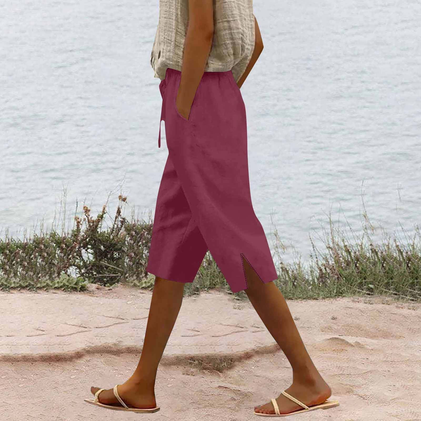Red Linen Pants Women's Summer Long Solid Color Cotton and Linen ...