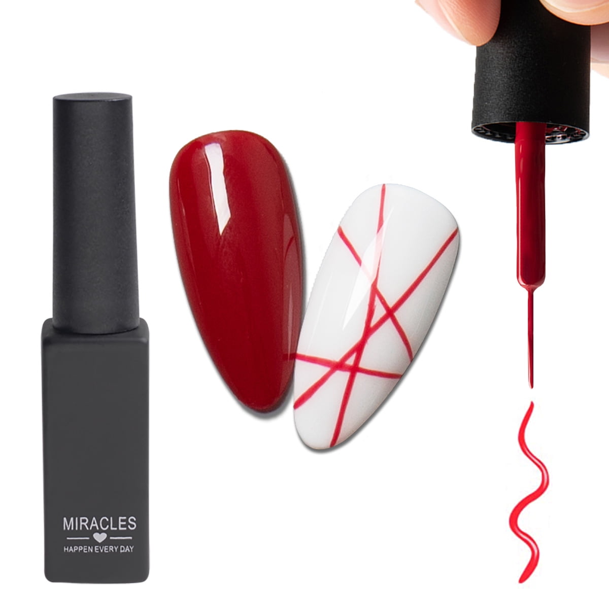 Red Liner Pen Gel Nail Polish, Painting Drawing UV Led Gel Polish Set ...