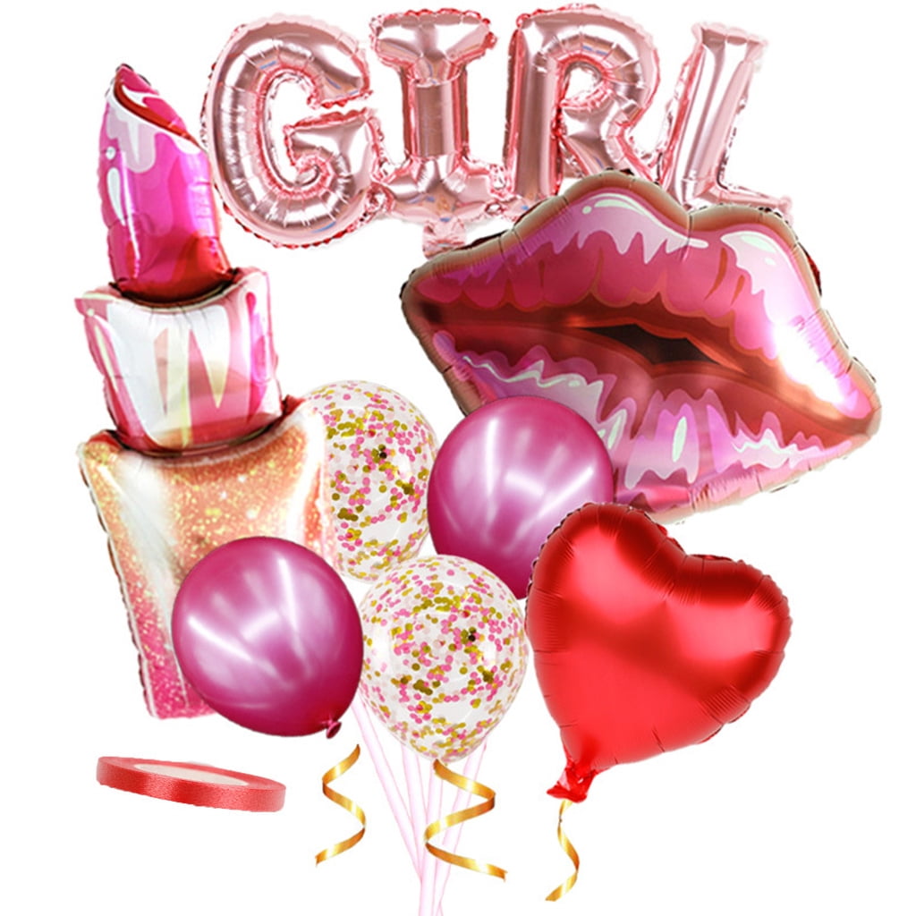 Red Lip Balloons Decorations Foil Lipstick Balloons for Makeup Party ...