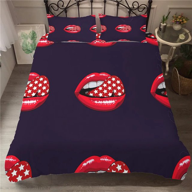 Red Lip King Duvet Cover 3d Sexy Lips Raspberry Bedding Set For Girls