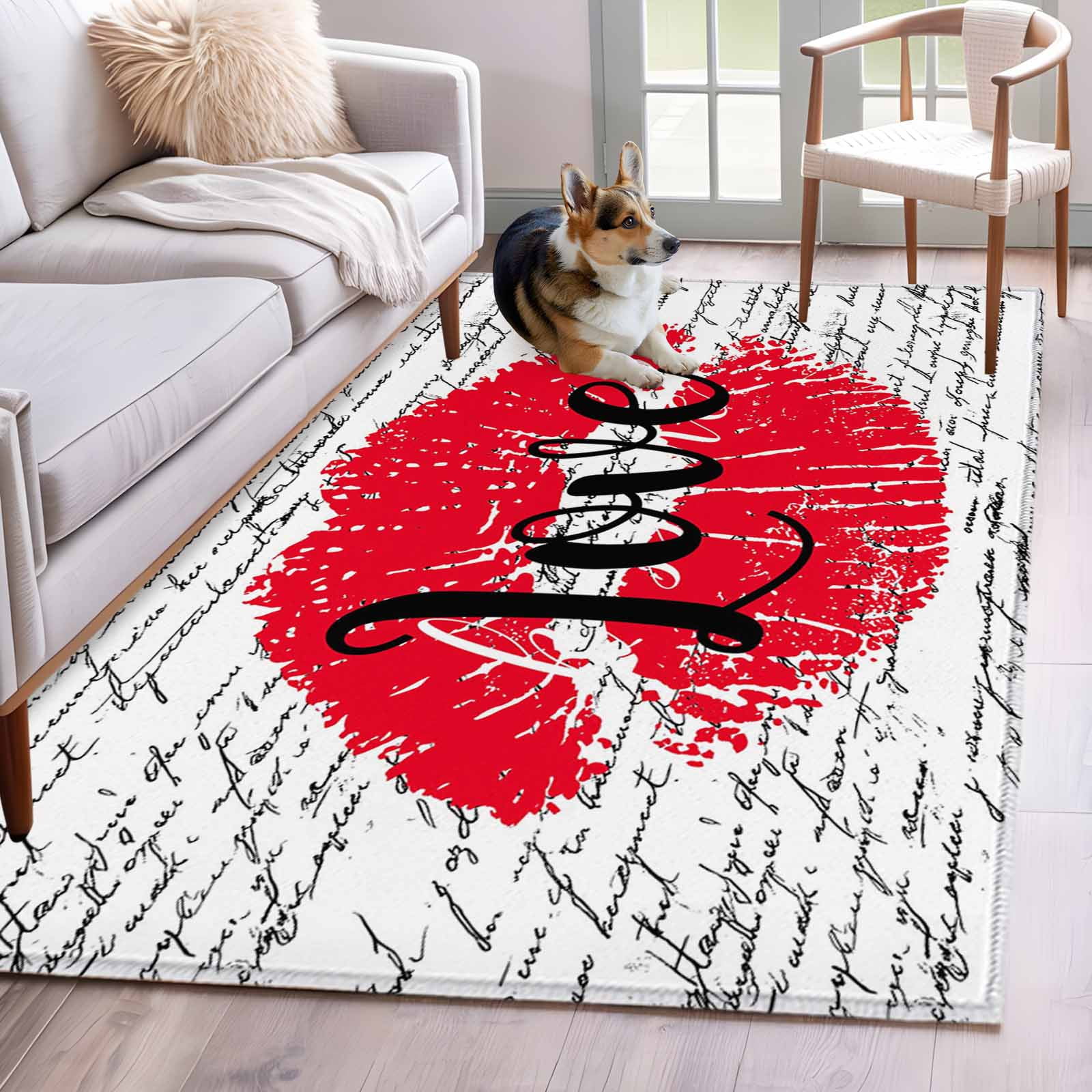 Red Lips Area Rug 3x5 Washable Rug Non Slip Modern Romantic Abstract ...