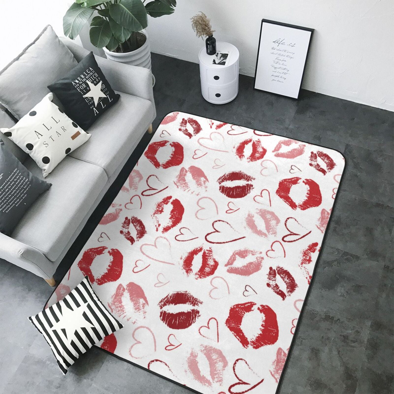 Red Lips Area Rugs for Living Room Bedroom, 5x7 Soft Throw Washable Rug ...