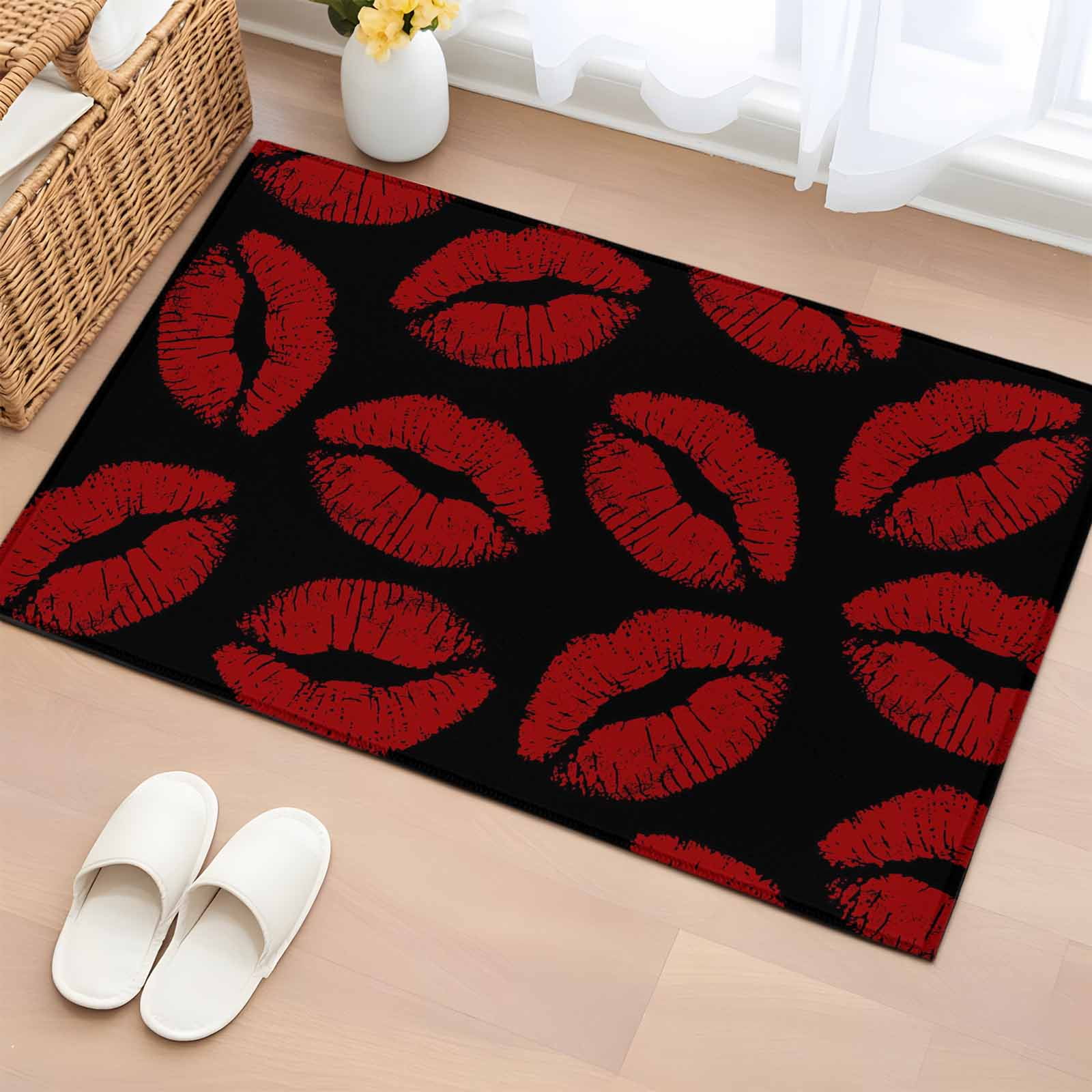 Red Lips Bathroom Rug Washable 2x3 Entryway Rug Non Slip Modern ...