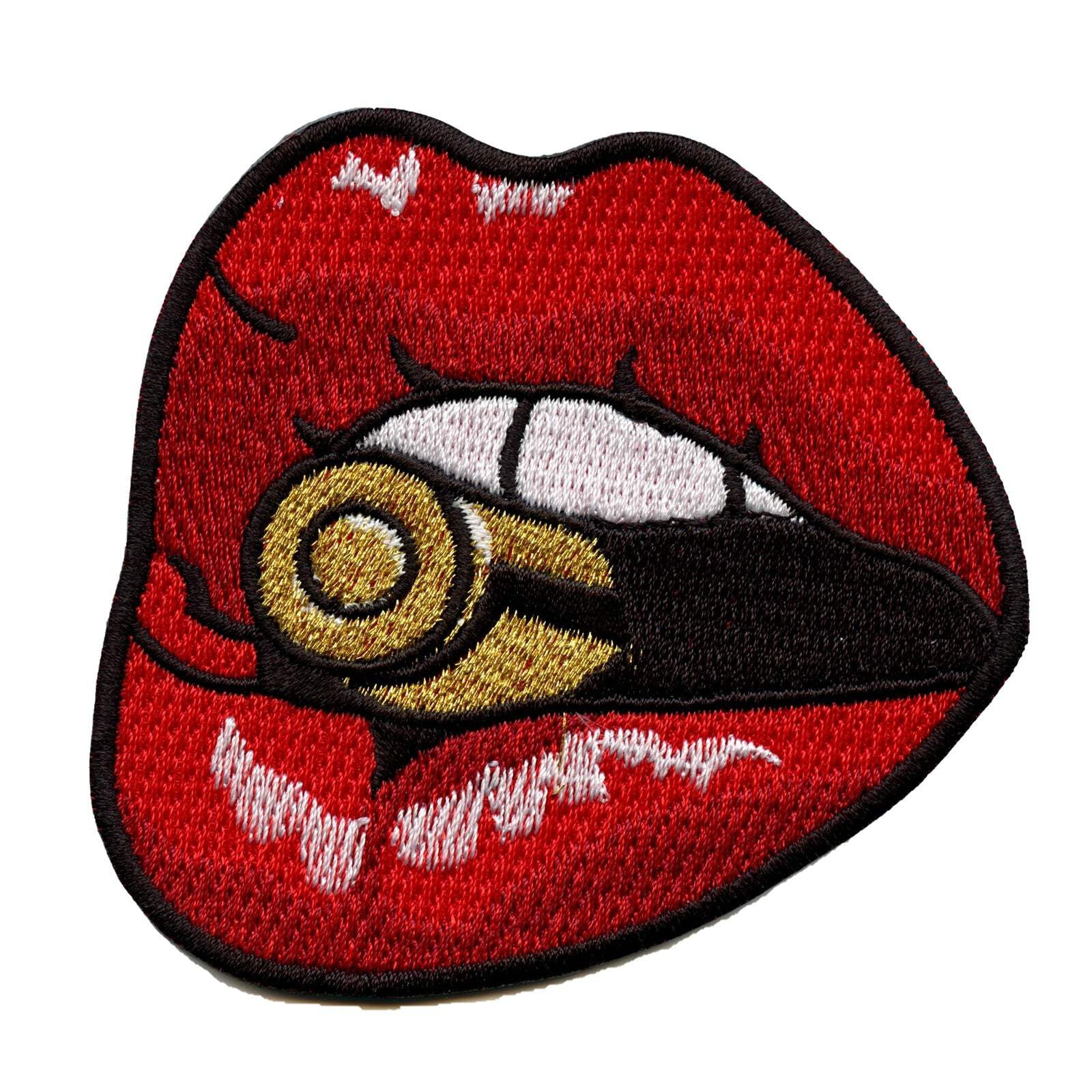 Red Lips Biting A Bullet Embroidered Iron-on Patch - Walmart.com