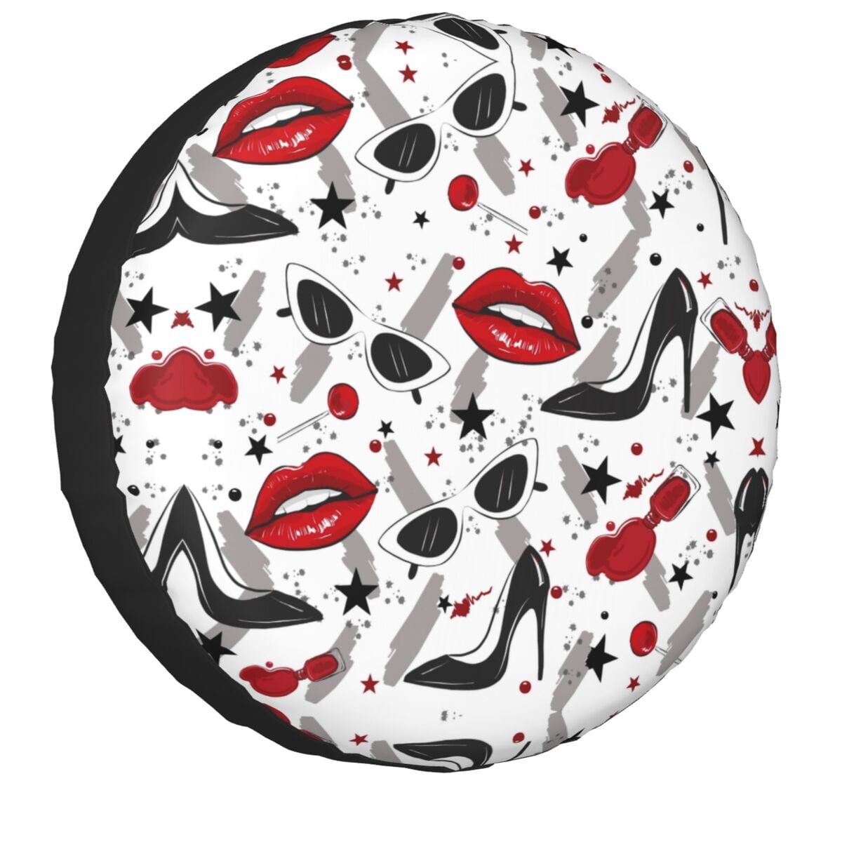 Red Lips Black Heels Pattern Spare Tire Cover Case Bag Pouch Waterproof ...