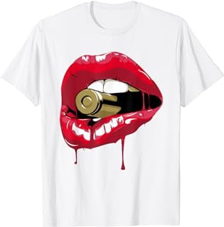 Red Lips Bullet Biting T-Shirt - Walmart.com