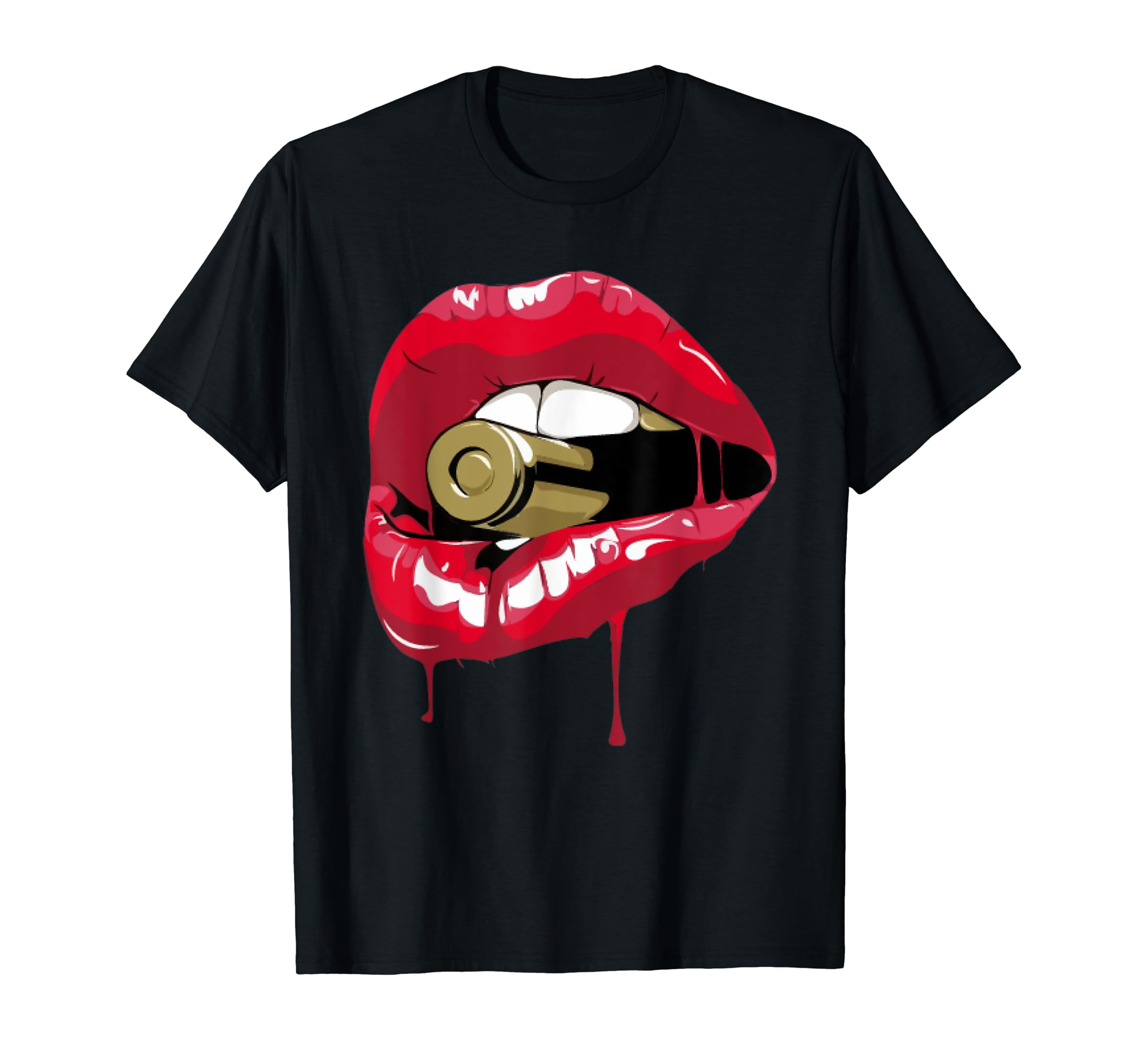 Red Lips Bullet Biting T-Shirt - Walmart.com