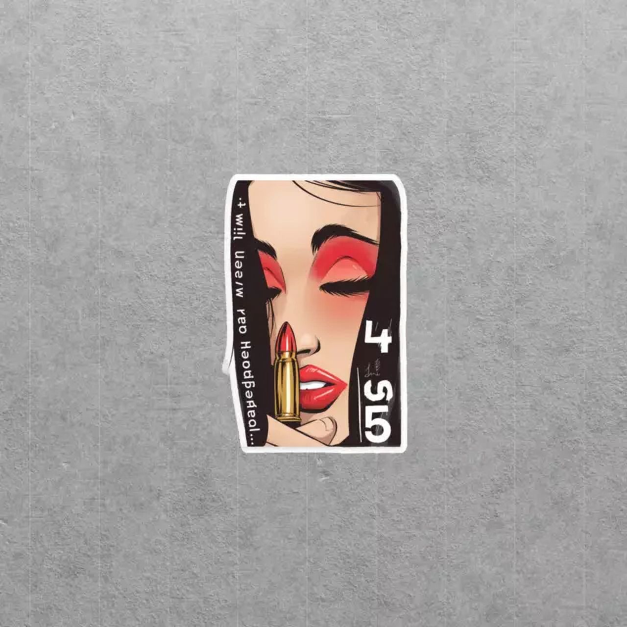 Red Lips Bullet Makeup Sticker - Pop Art Inspired Vinyl Decal For ...