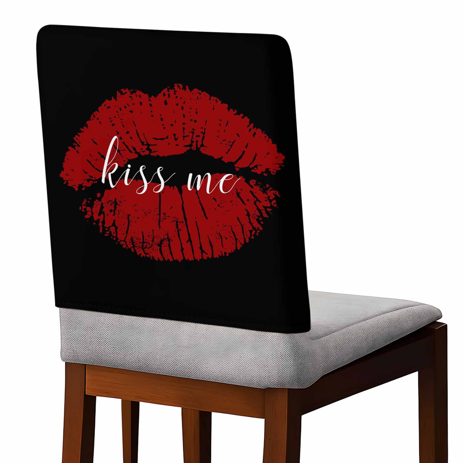 Red Lips Chair Back Covers for Dining Chairs 4 Pack, Washable Removable ...