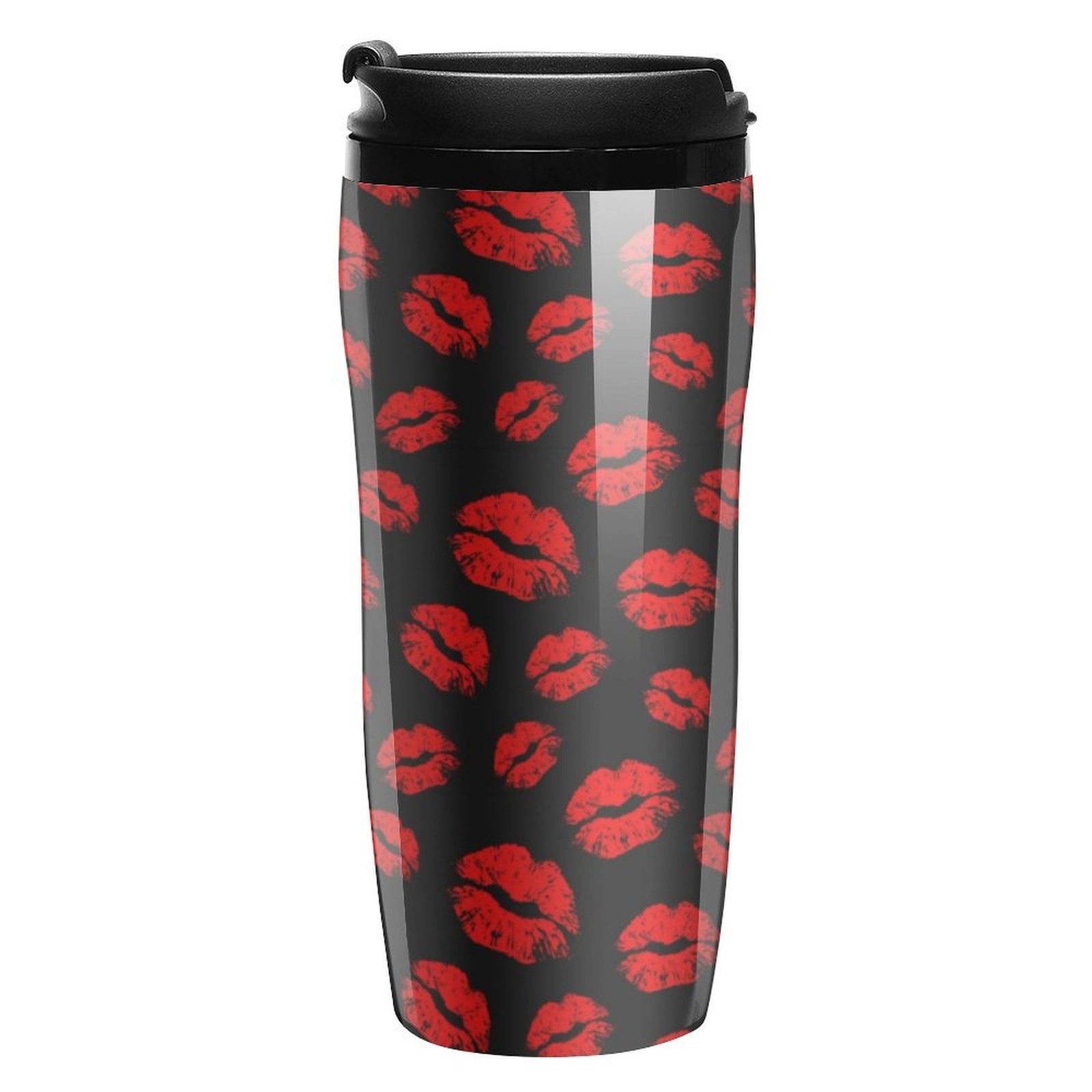 Red Lips Double Walled Coffee Cup Plastic Water Bottle Tumblers Leak ...
