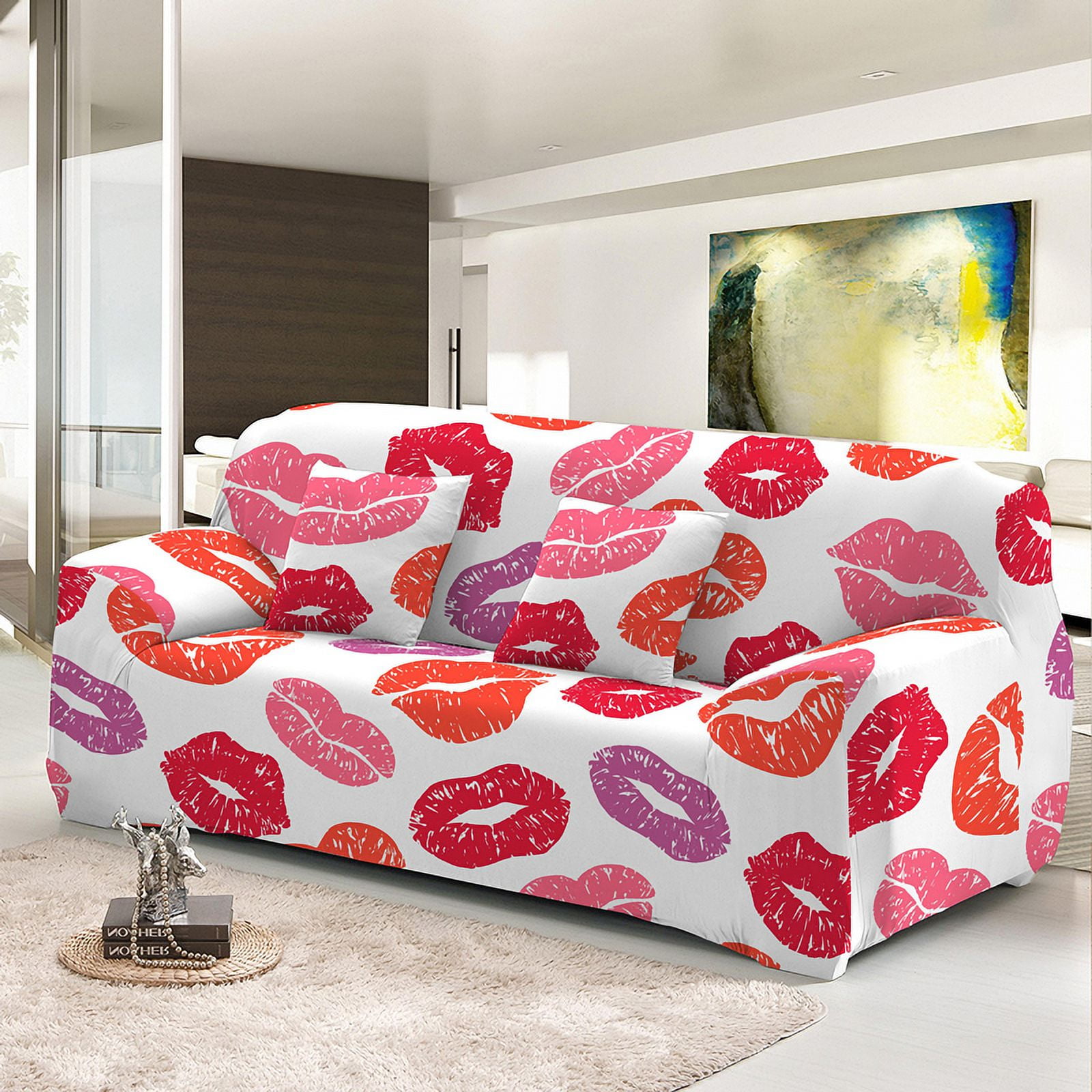 Red Lips Full-cover Elastic Couch Cover Dust Proof Stretch Sofa Covers ...