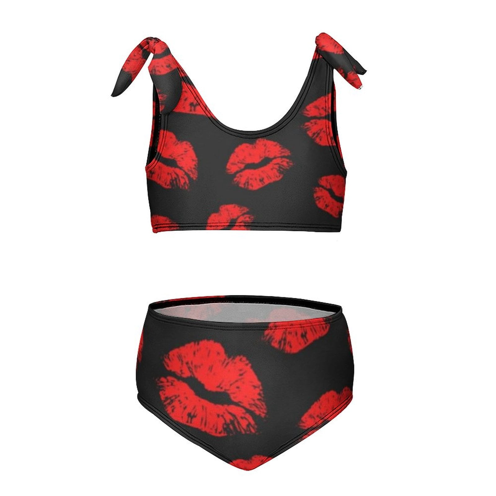 Red Lips Girl's 2 Piece Bikini Set Beach Sport Swimsuit Swimwear 10-12Y ...