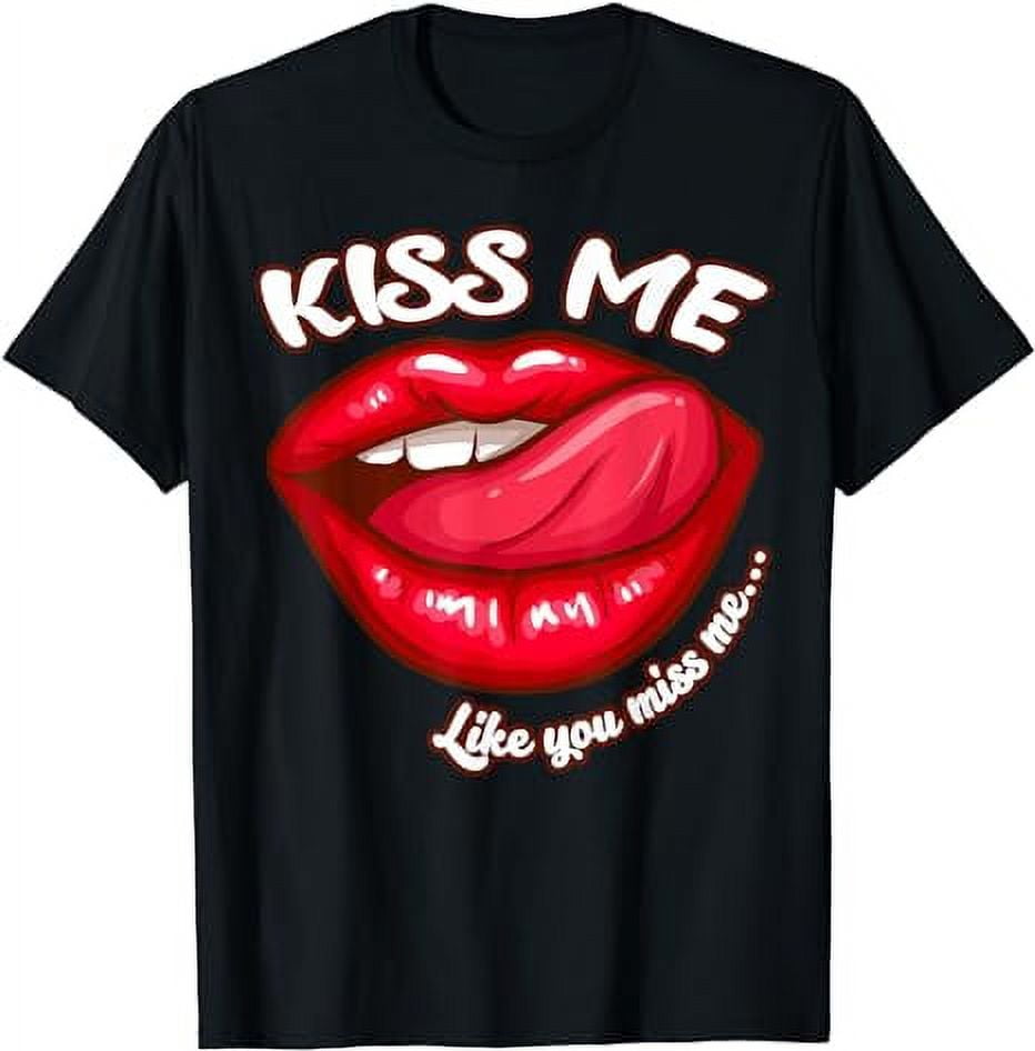Red Lips Kiss Me Cherry Lips Valentines Day Statement T-Shirt - Walmart.com