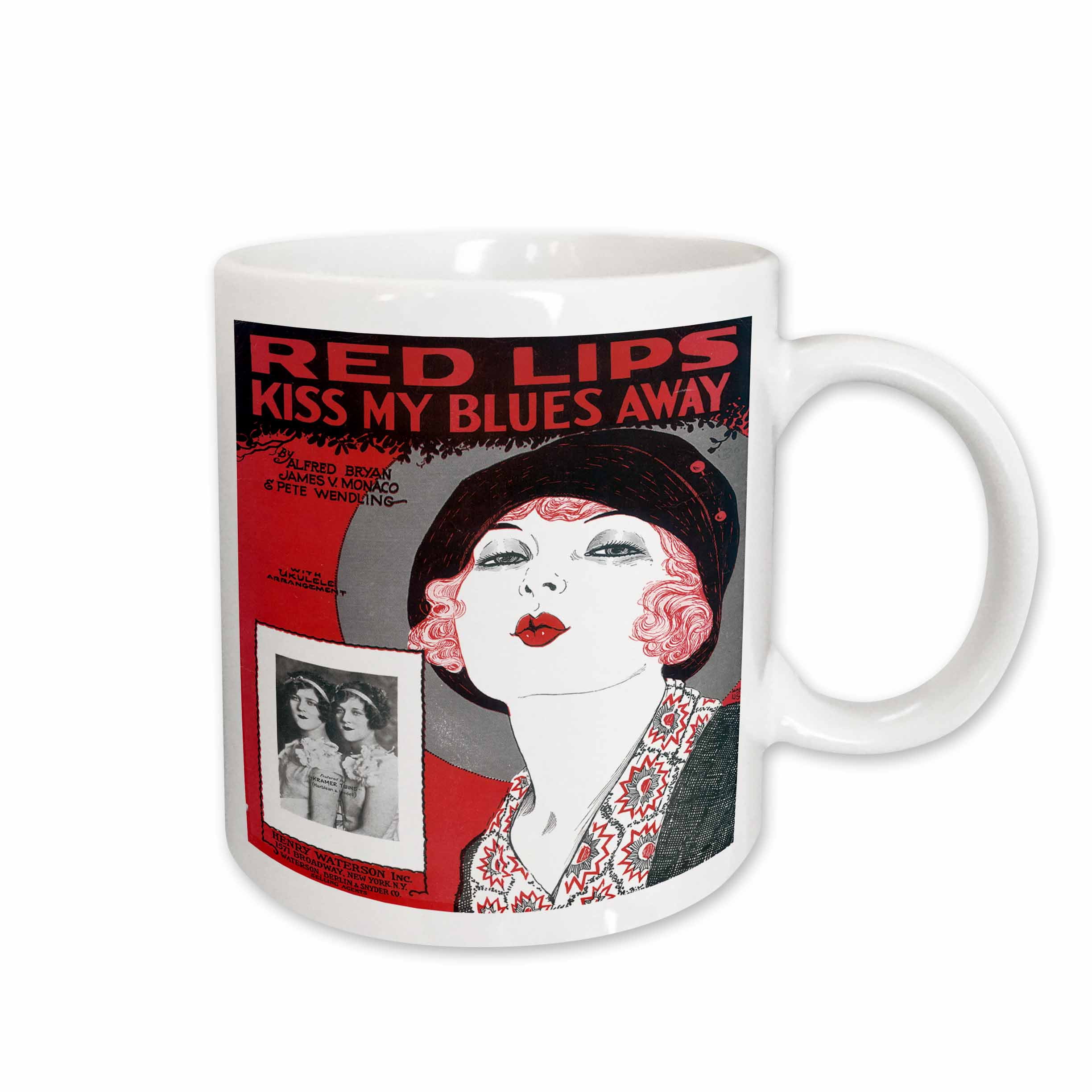 3drose, Red Lips Kiss My Blues Away Red and Black Song Sheet ...
