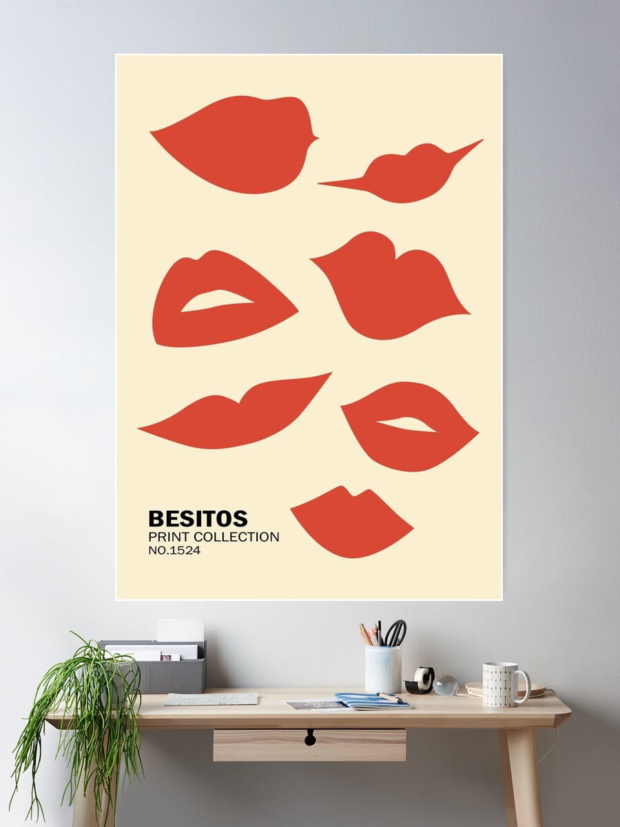 Red Lips, Kisses Art Print, Retro Poster, Posters Aesthetic, Museum ...