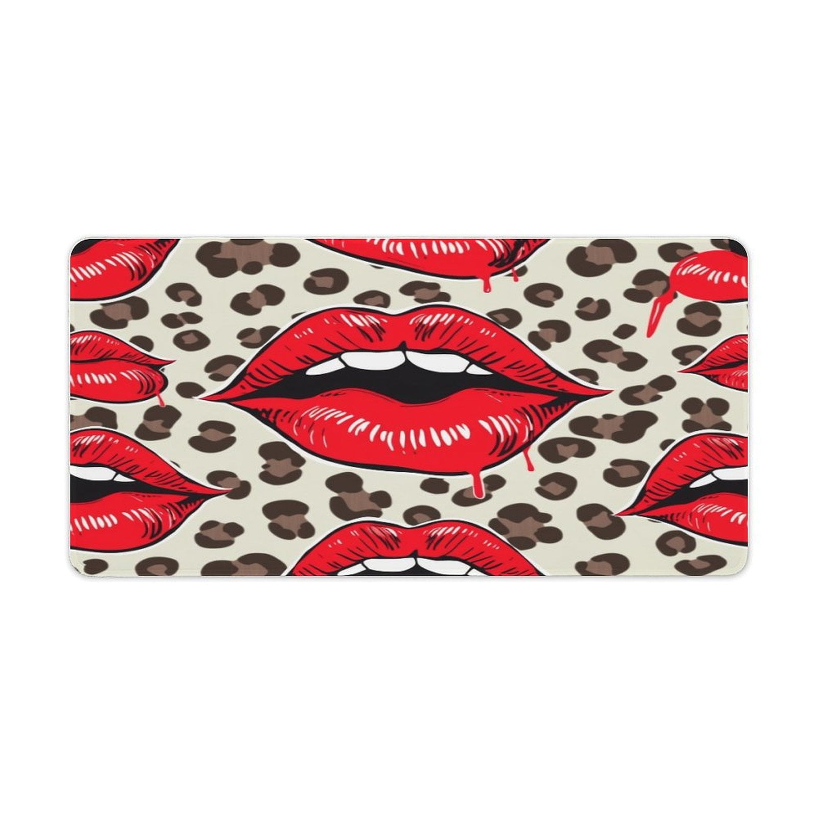 Red Lips Leopard Print Mouse Pad Gamer Computer Accessories Keyboard ...