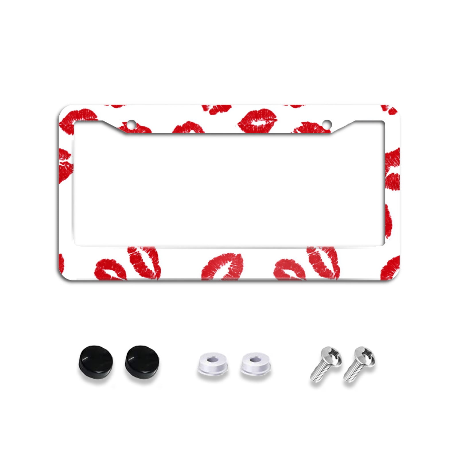Red Lips License Plate Frames Universal Aluminum Tag Holder Cover with ...