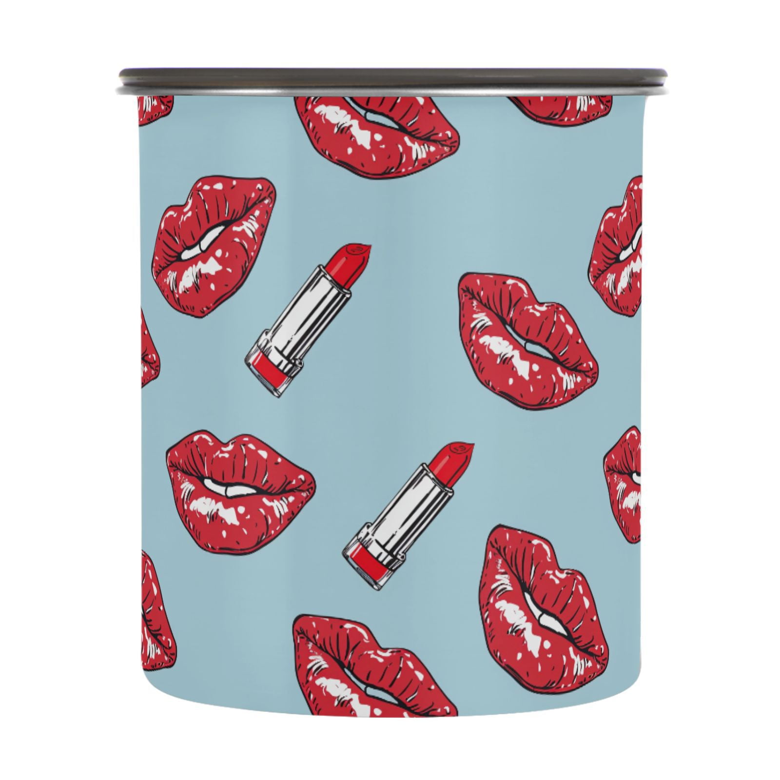 Red Lips Lipstick Airtight Coffee Bean Canister 30oz Food Storage ...