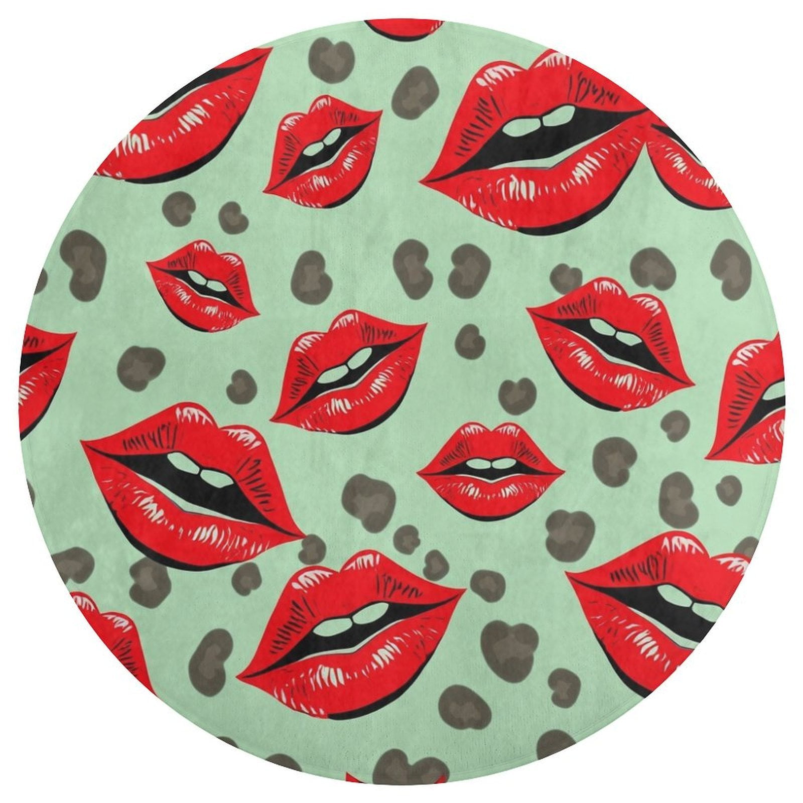 Red Lips Pattern Round Carpet Circle Rug Outdoor Patio Area Rug ...