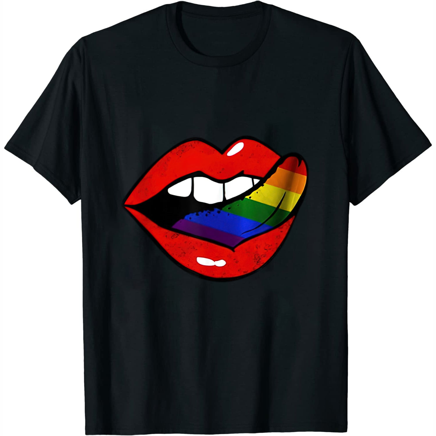 Red Lips Tongue LGBT Rainbow Flag Lesbian Gay Pride Month Womens T ...