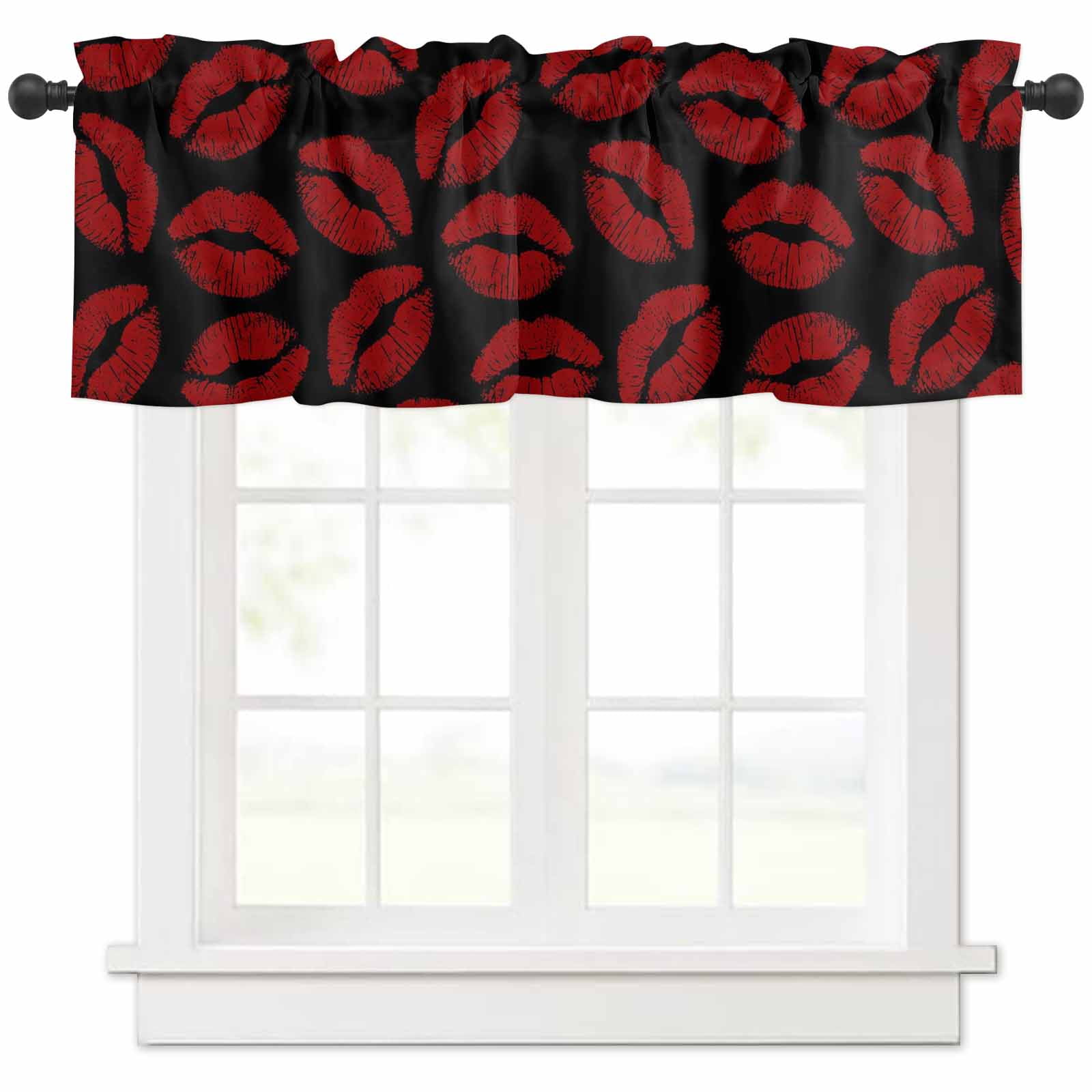 Red Lips Valances for Windows Farmhouse Kitchen Curtains Valances Rod ...