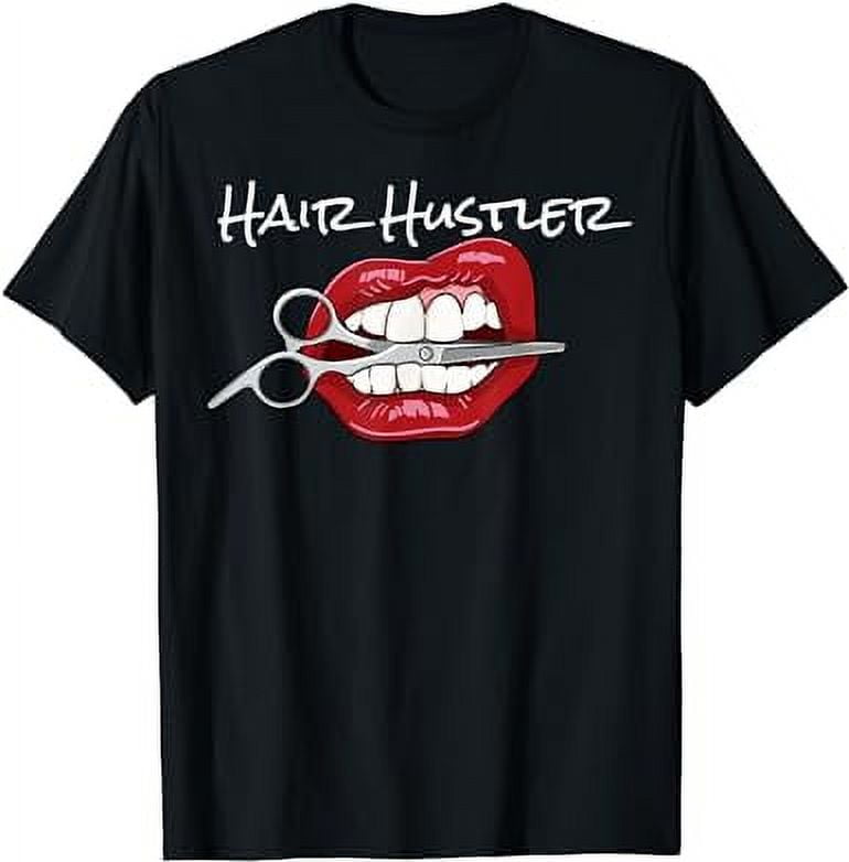 Red Lips With Hairdresser Scissors Cool Hair Hustler T-Shirt - Walmart.com