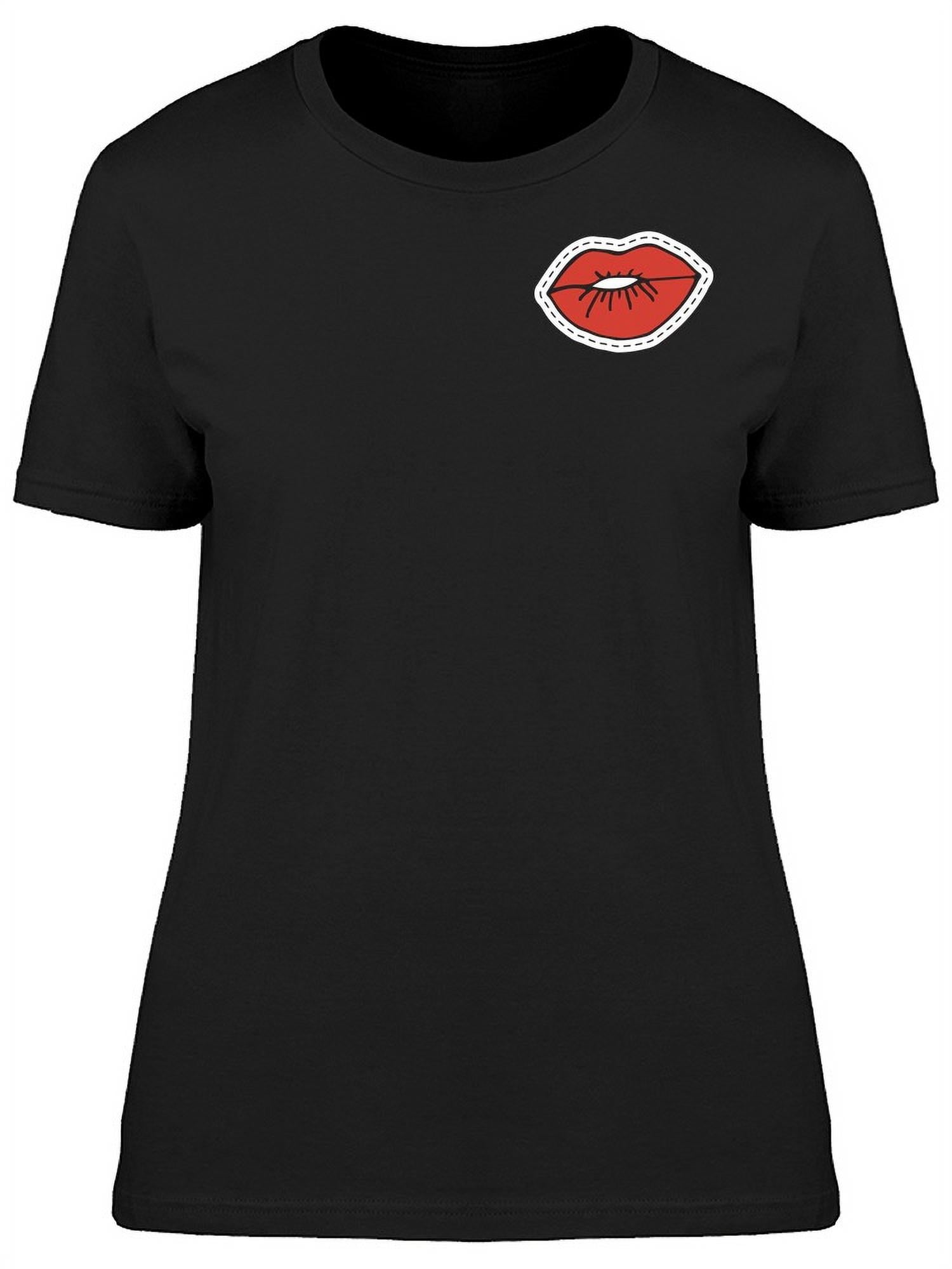 Red Lips With White Contour T-Shirt Women -Image by Shutterstock ...